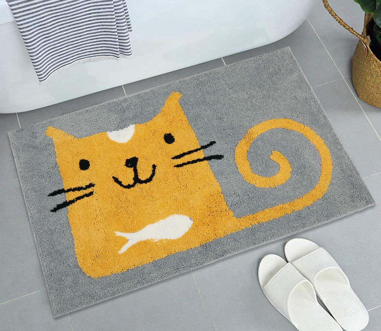 Brayden Studio® Cat Bath Mat 31X20 Cute Bathroom Rugs For Kids Non-Slip ...