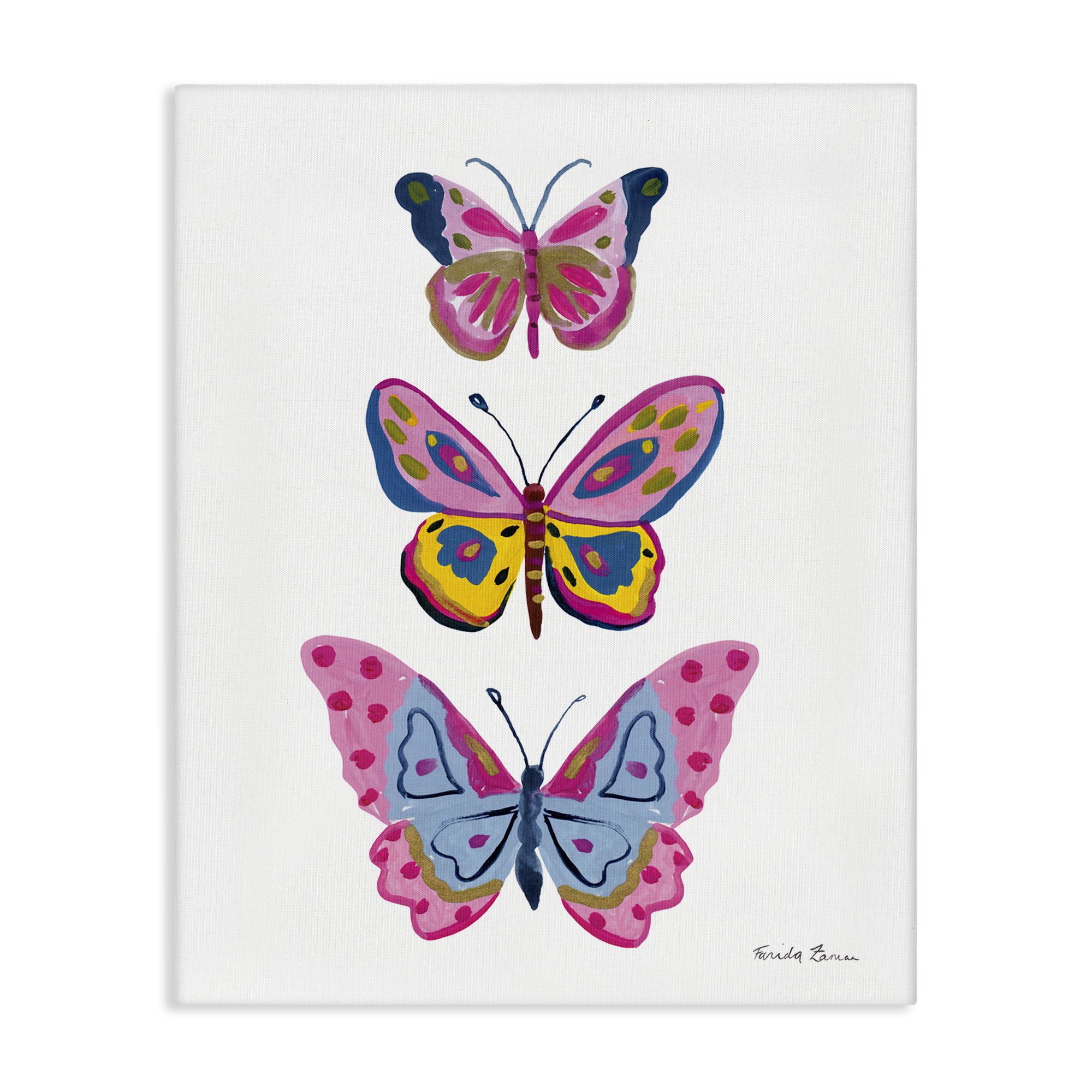 Rosalind Wheeler Three Butterfly Trio Canvas Wall Art by Farida Zaman | Wayfair