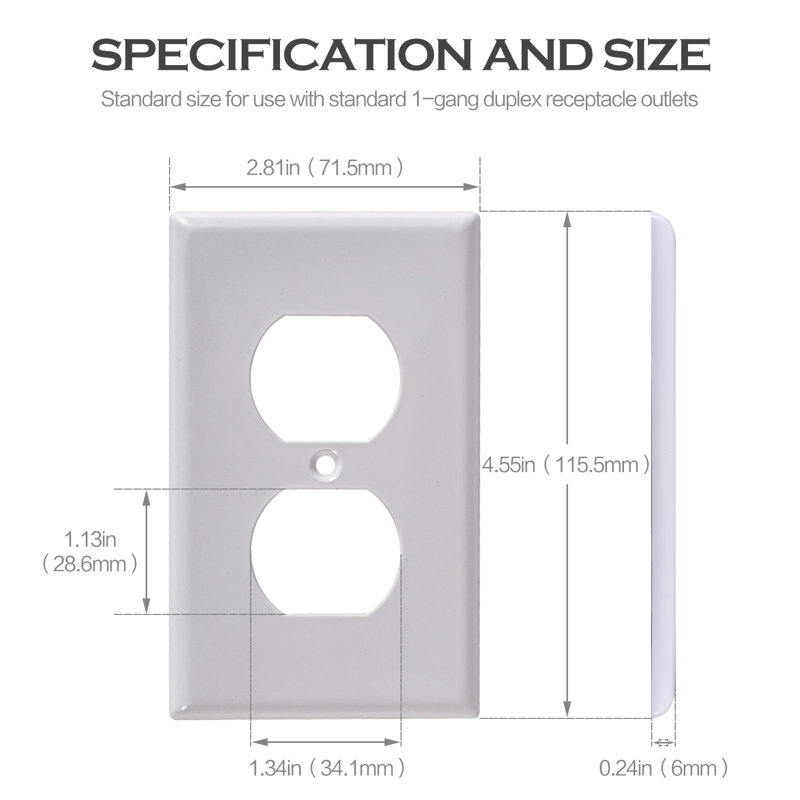 Energetic Lighting 1-Gang Standard Size PC Duplex Receptacle Outlet ...