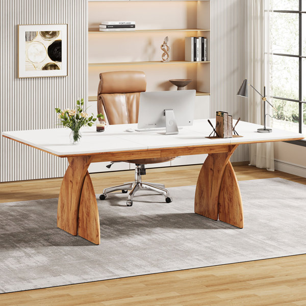 Ivy Bronx 70.8'' Executive Desk With Thickened Wood Legs, Modern Large ...