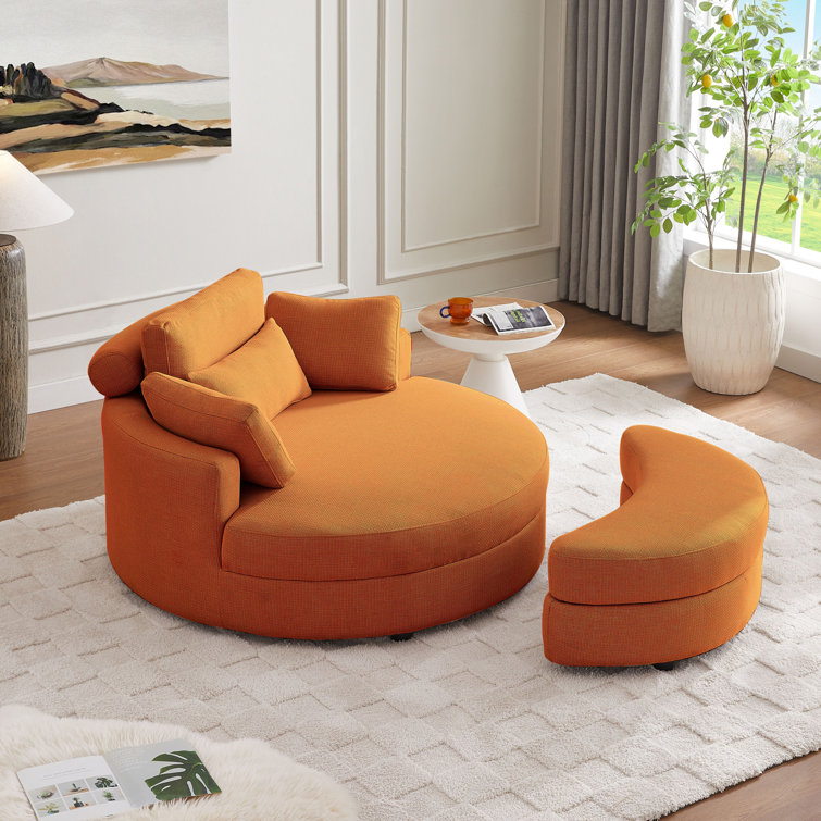 Brayden Studio® Dashton Upholstered Barrel Chair with Ottoman & Reviews ...