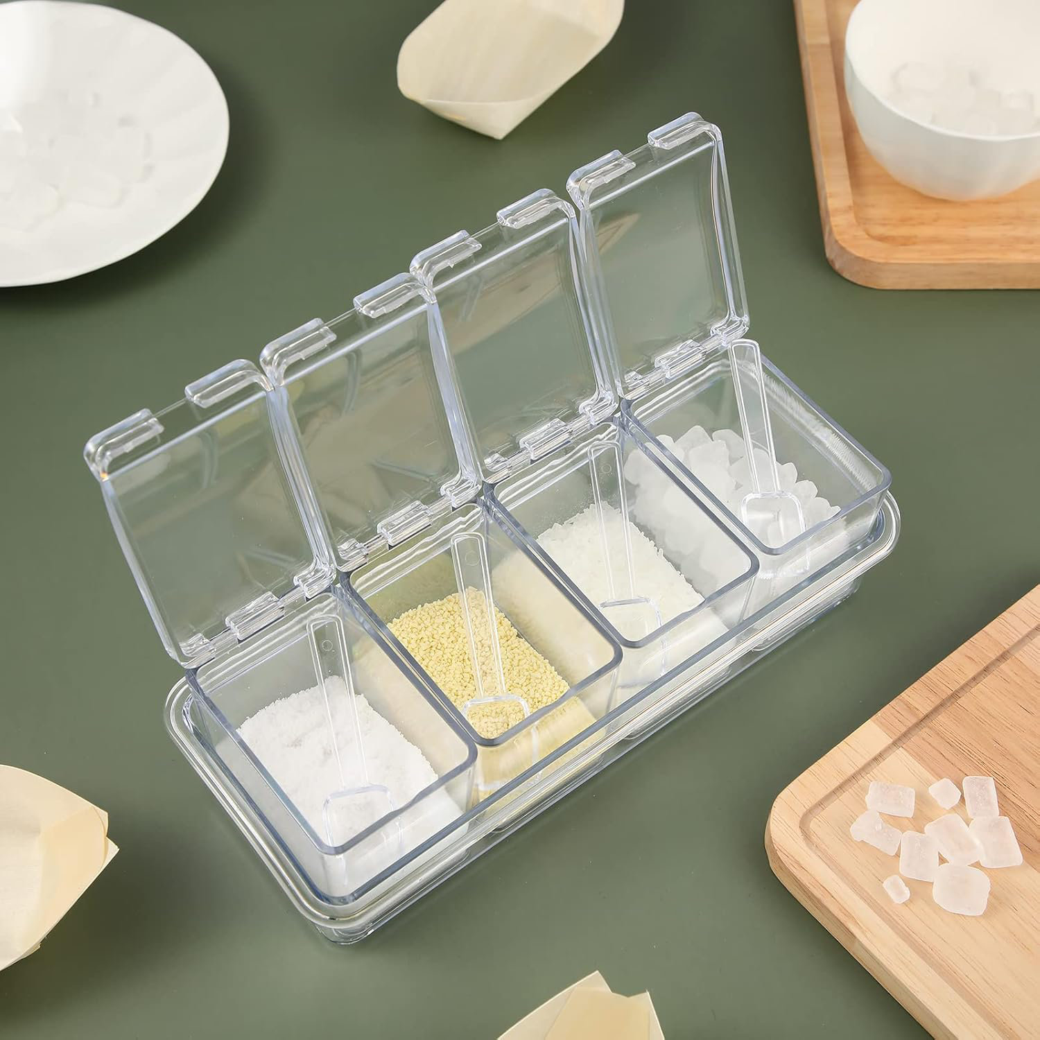 Mint Pantry 4 Pieces Clear Seasoning Box With Spoon 16 Pieces Kitchen ...
