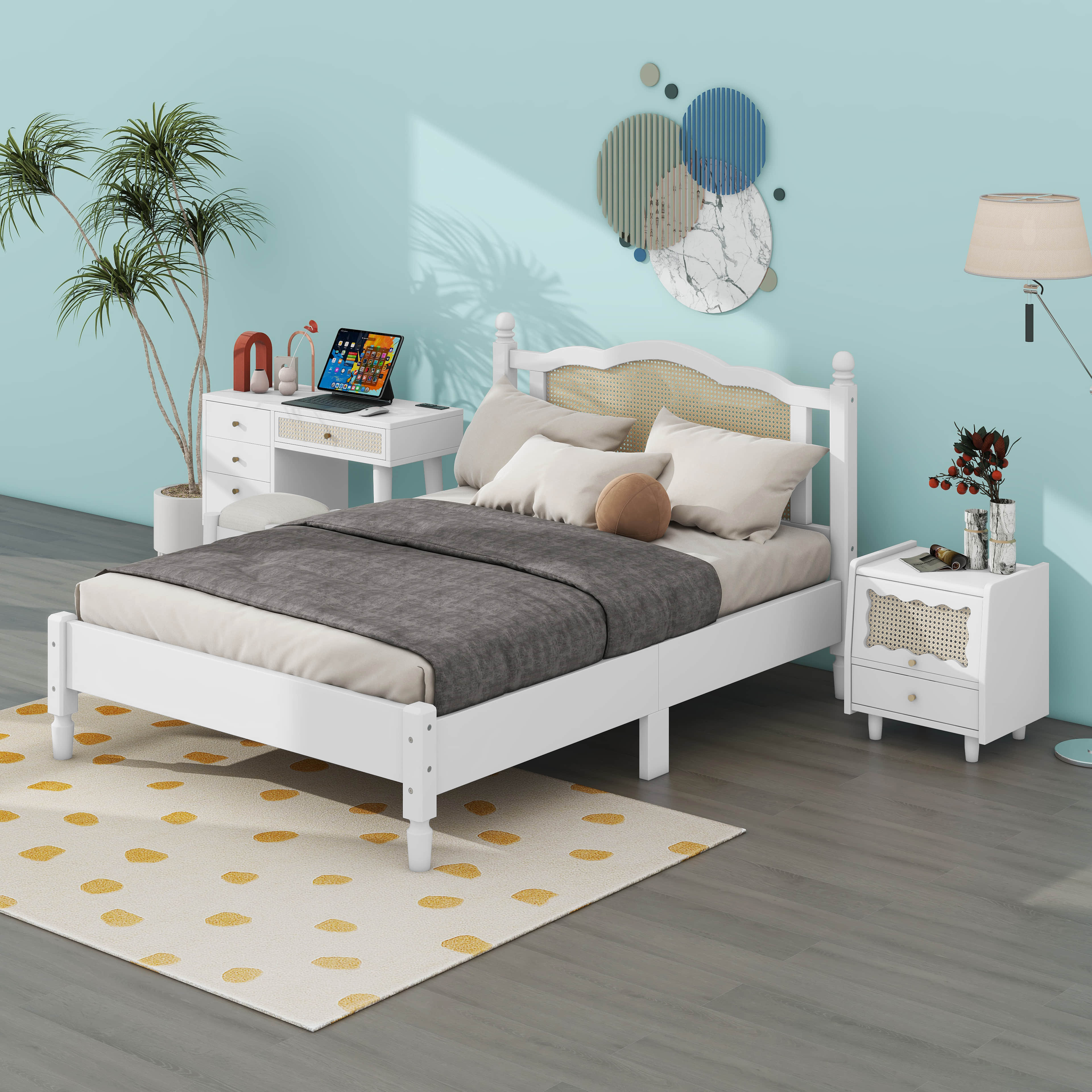 Bayou Breeze 3 Pieces Bedroom Set With Wooden Bed Frame, Vintage ...