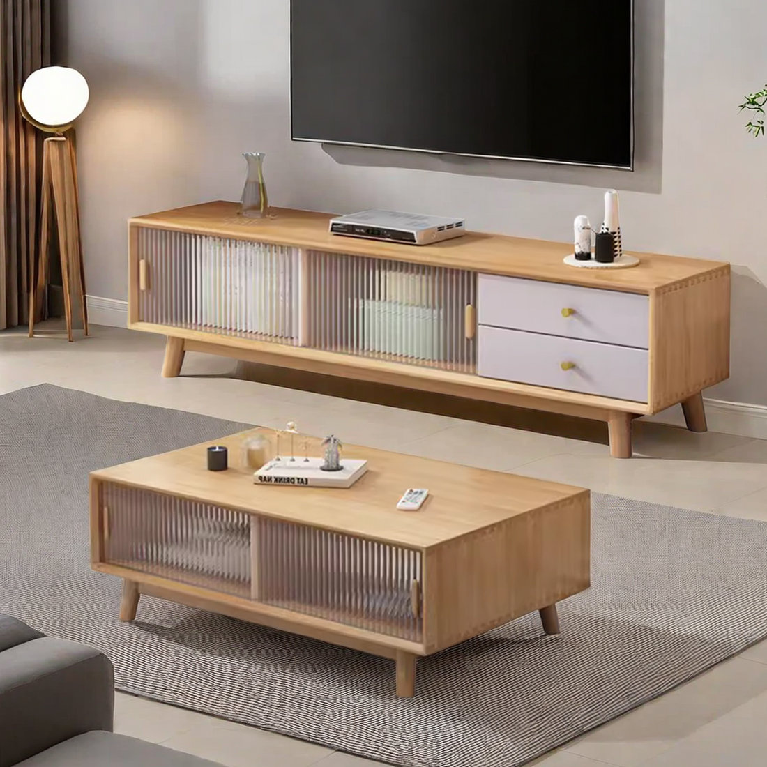 Corrigan Studio® Rubberwood TV Stand & Coffee Table Set | Wayfair