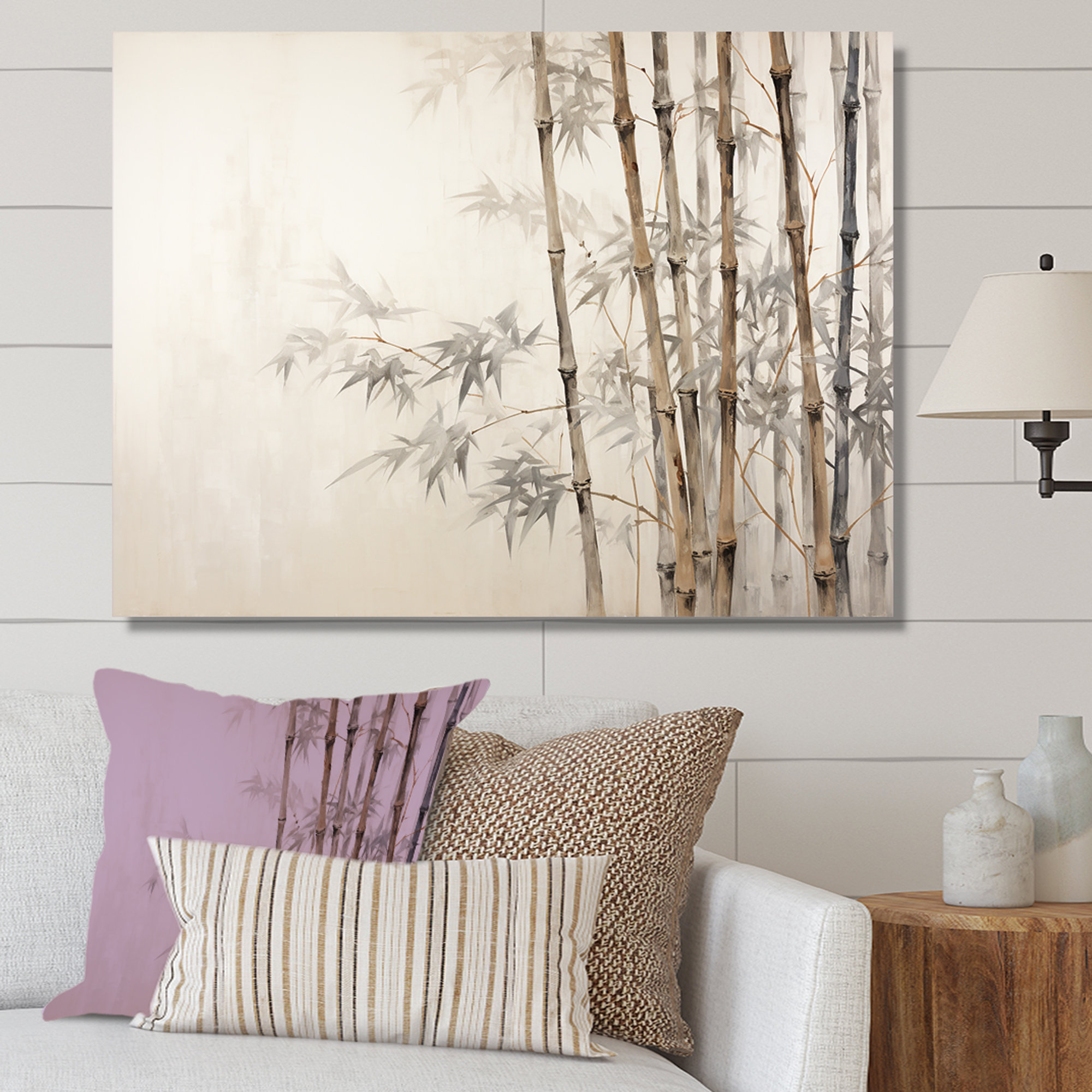 Design Art Beige Minimalism Bamboo Serenity IV - Bamboo Canvas Art ...