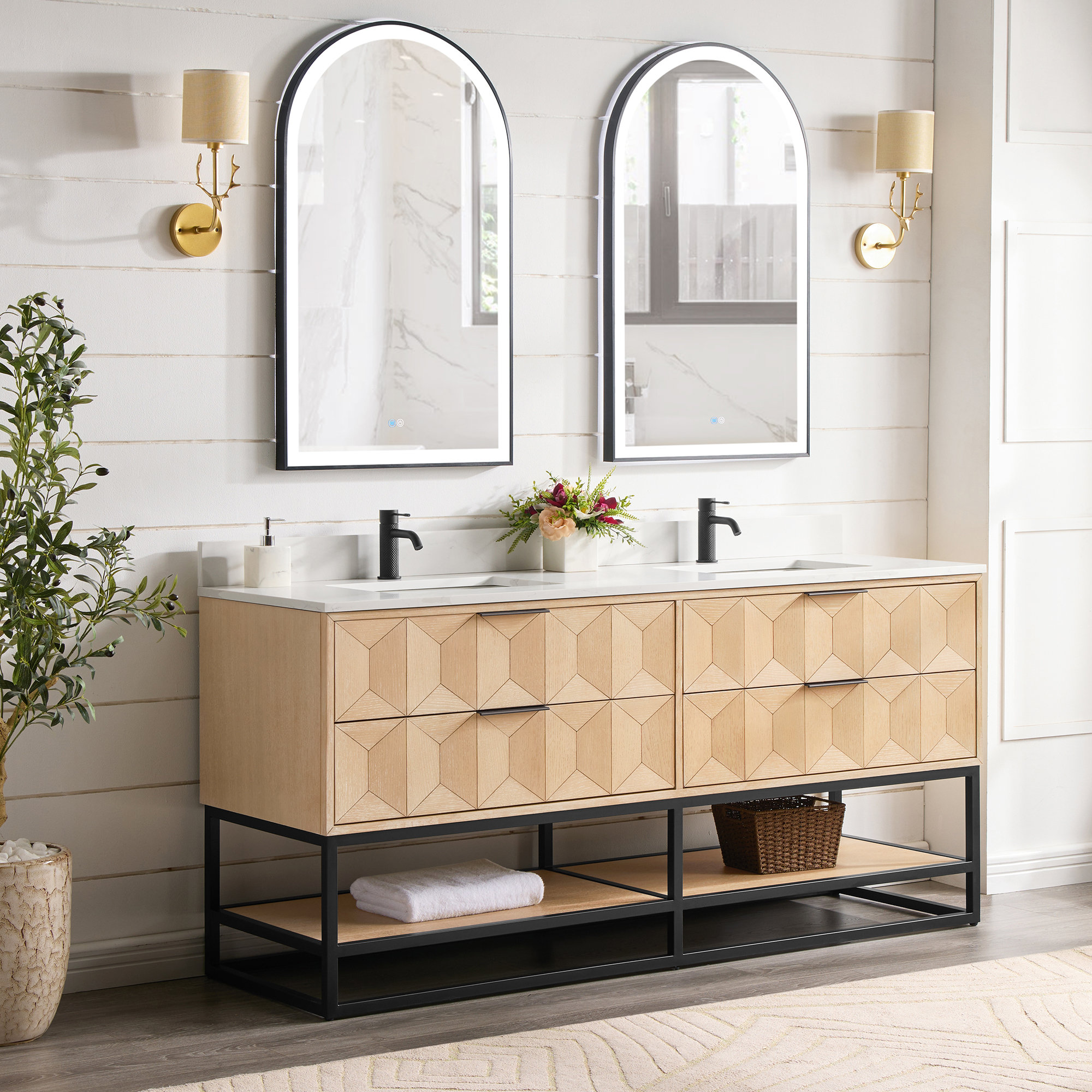 Willa Arlo™ Interiors Otho 72" Bathroom Vanity Set with Mirror | Wayfair