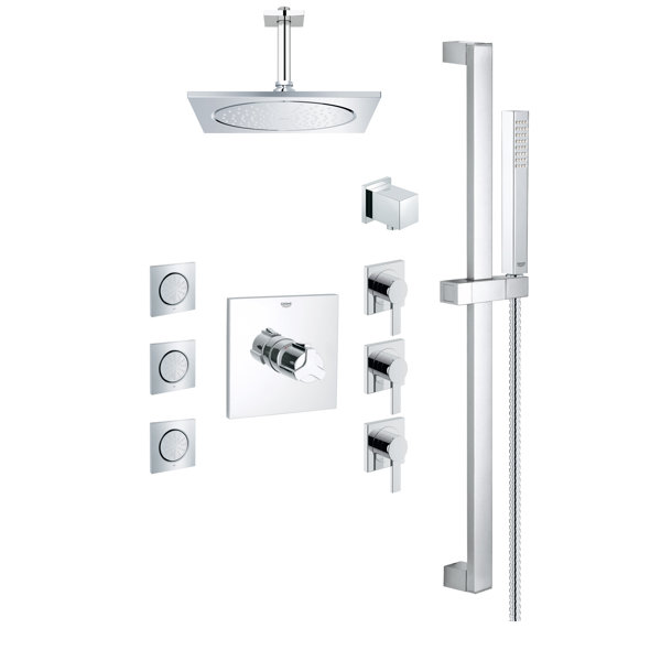 GROHE Allure Thermostatic Complete Shower System with Rough-in Valve ...