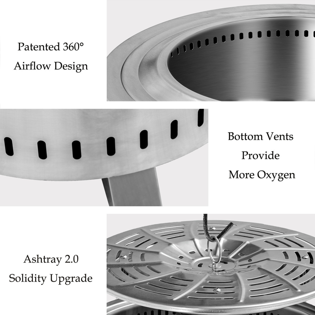 Arlmont & Co. Stainless Steel 22" Low Smoke Fire Pit,Outdoor Wood ...