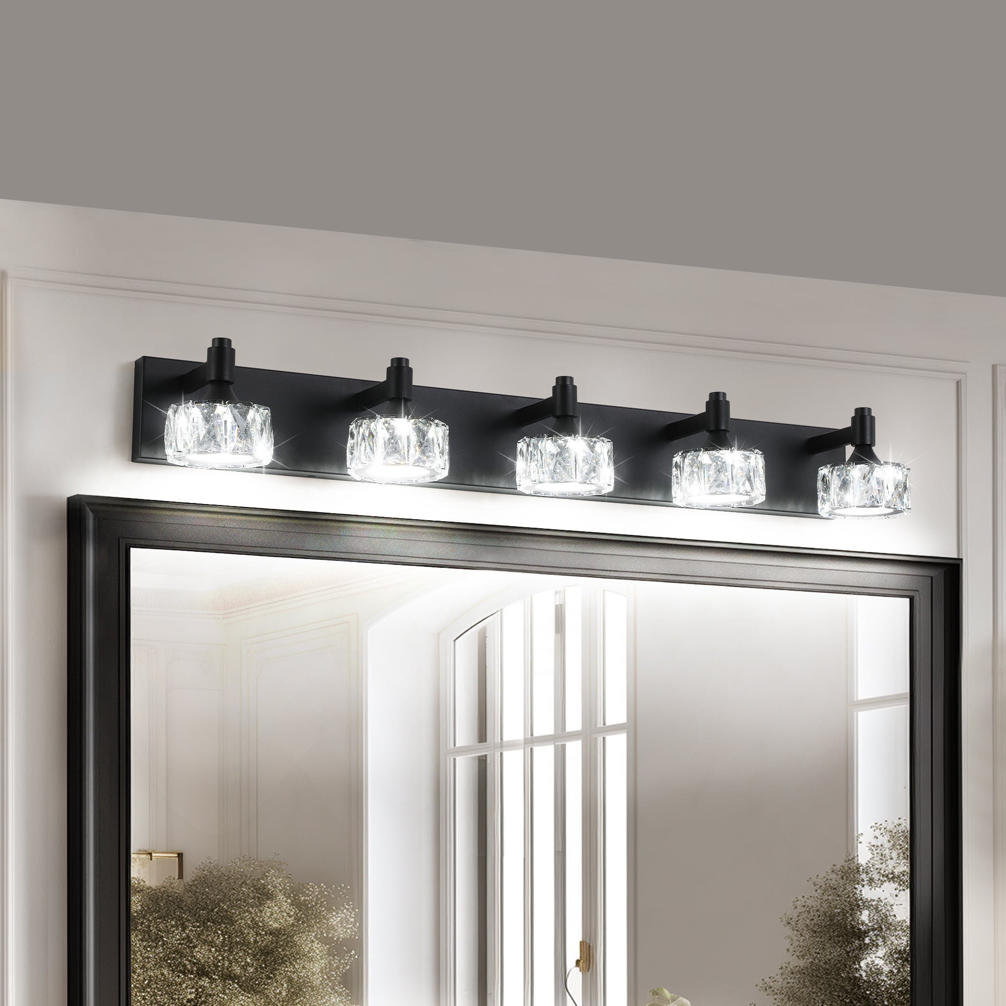 Ivy Bronx Modern LED Vanity Light, With Crystal Shades, Dimmable | Wayfair