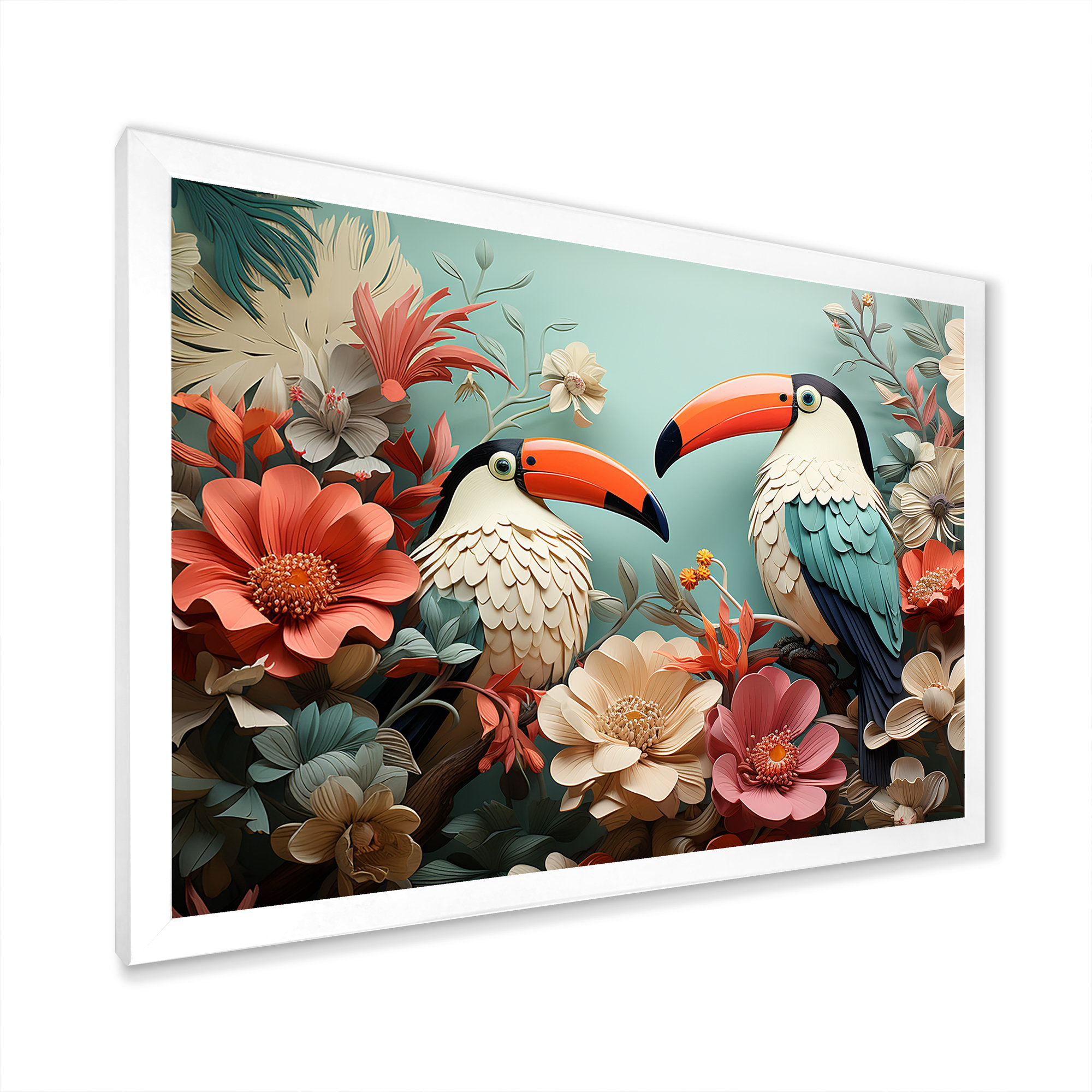 Bayou Breeze Blue And Pink Tropics Toucan Collage I - Toucan Animal ...