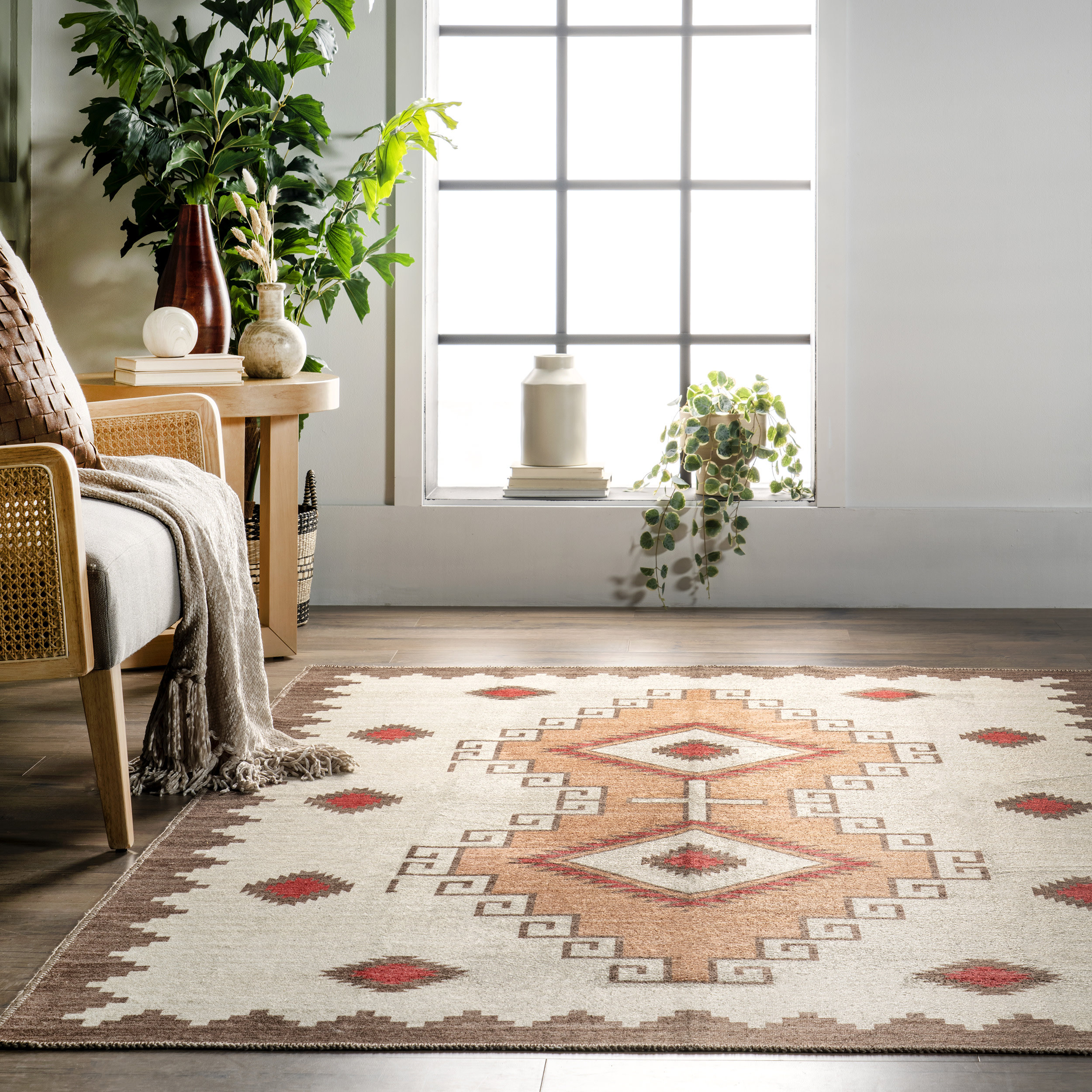 Union Rustic Imelda SpinClean Aztec Machine Washable Area Rug | Wayfair