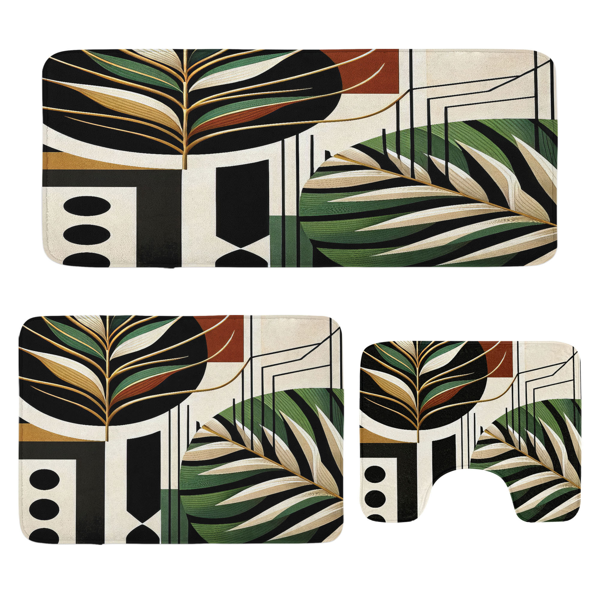 East Urban Home Mid Century Modern Bathroom Rug Set 3 Pieces U-Shape ...