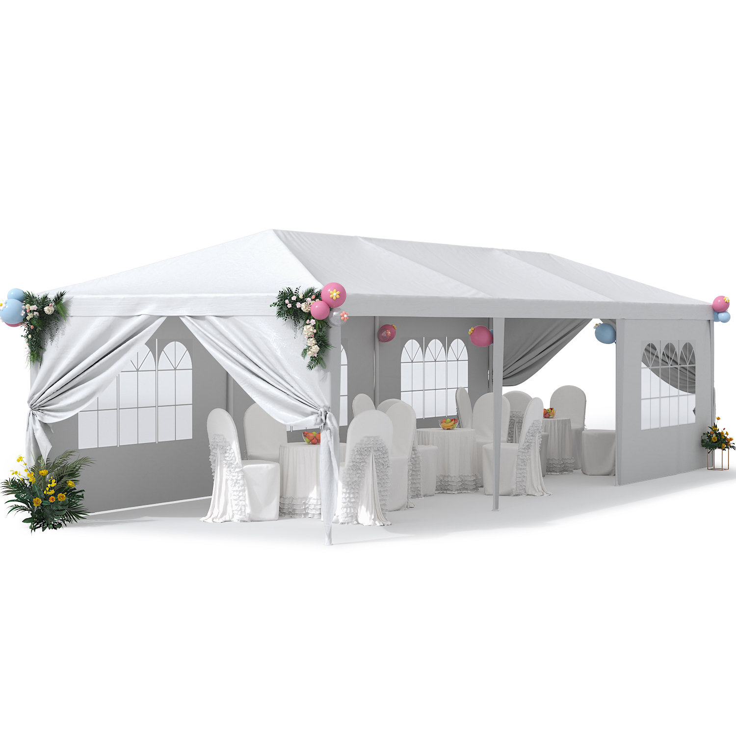 Furmax 10 Ft. W x 30 Ft. Steel Party Tent & Reviews | Wayfair