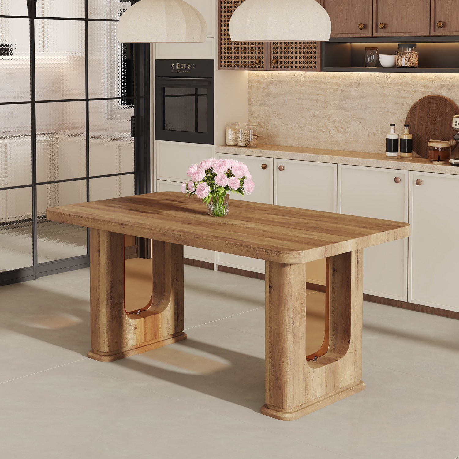 Latitude Run® Wooden Rectangular Dining Table With Sturdy Base ...