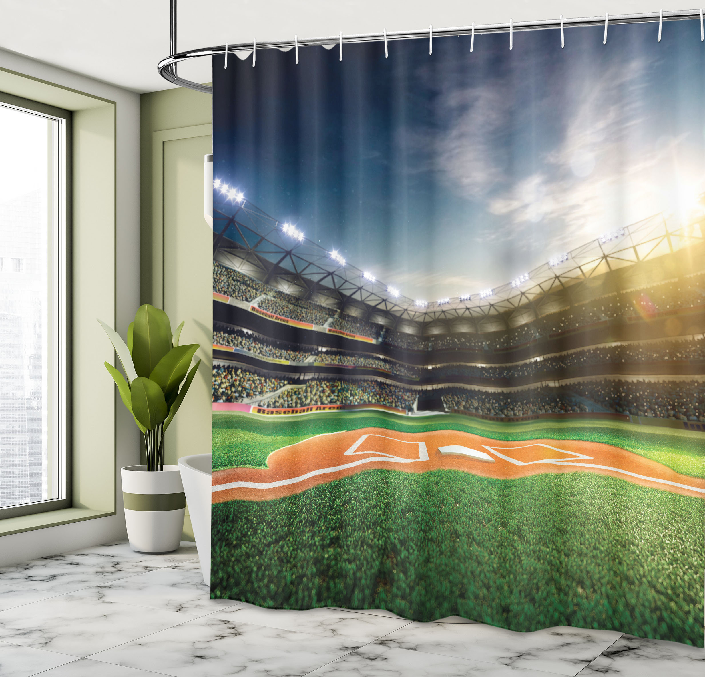 Latitude Run® Sports Shower Curtain Game Thrill Stadium Photo ...
