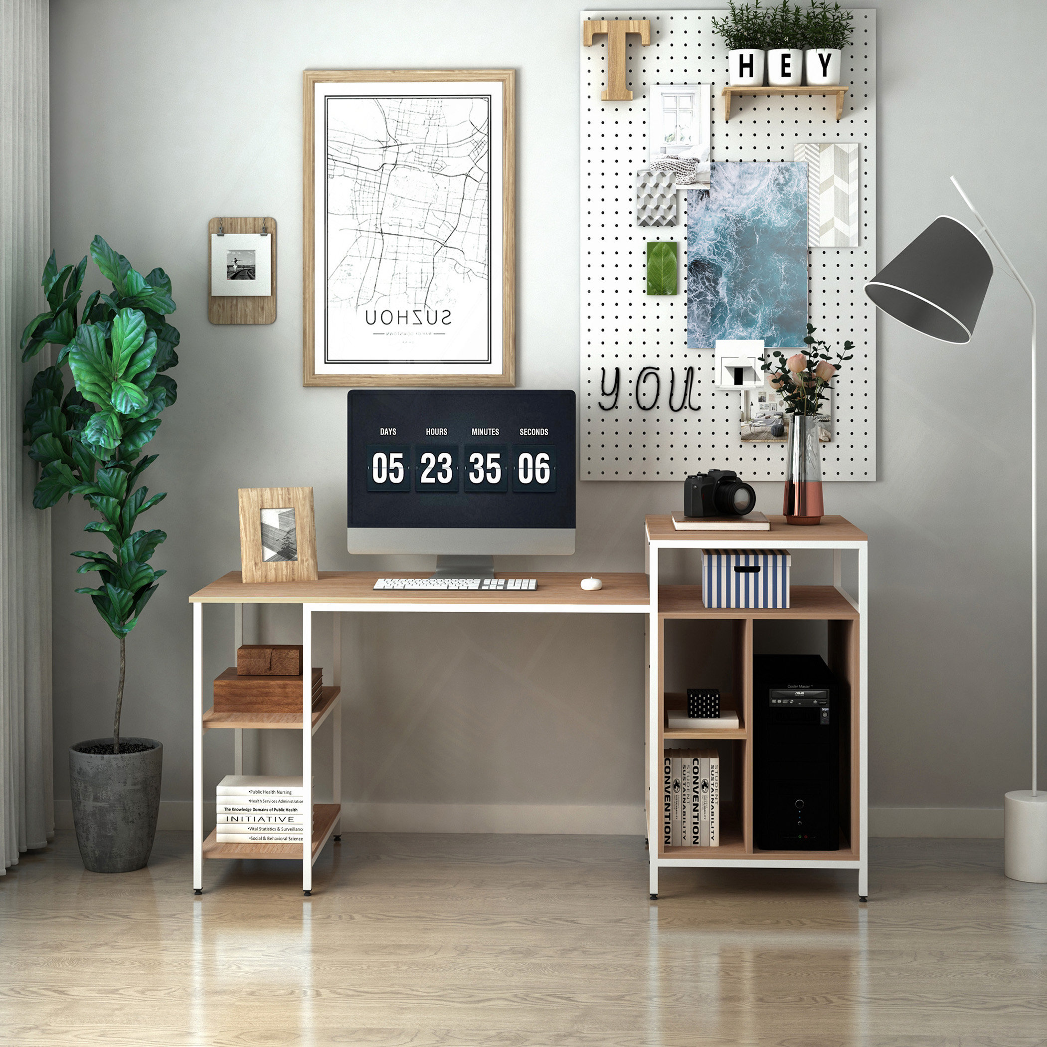 Latitude Run® Desk,68 Inch Office Table Computer Desk Workstation ...