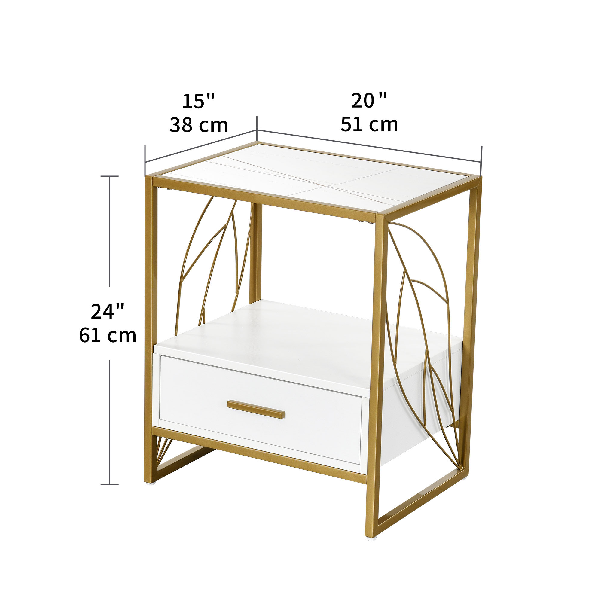 Willa Arlo™ Interiors Rabun 24'' H End Table with Sintered Stone Top & Storage Modern Side Table ...