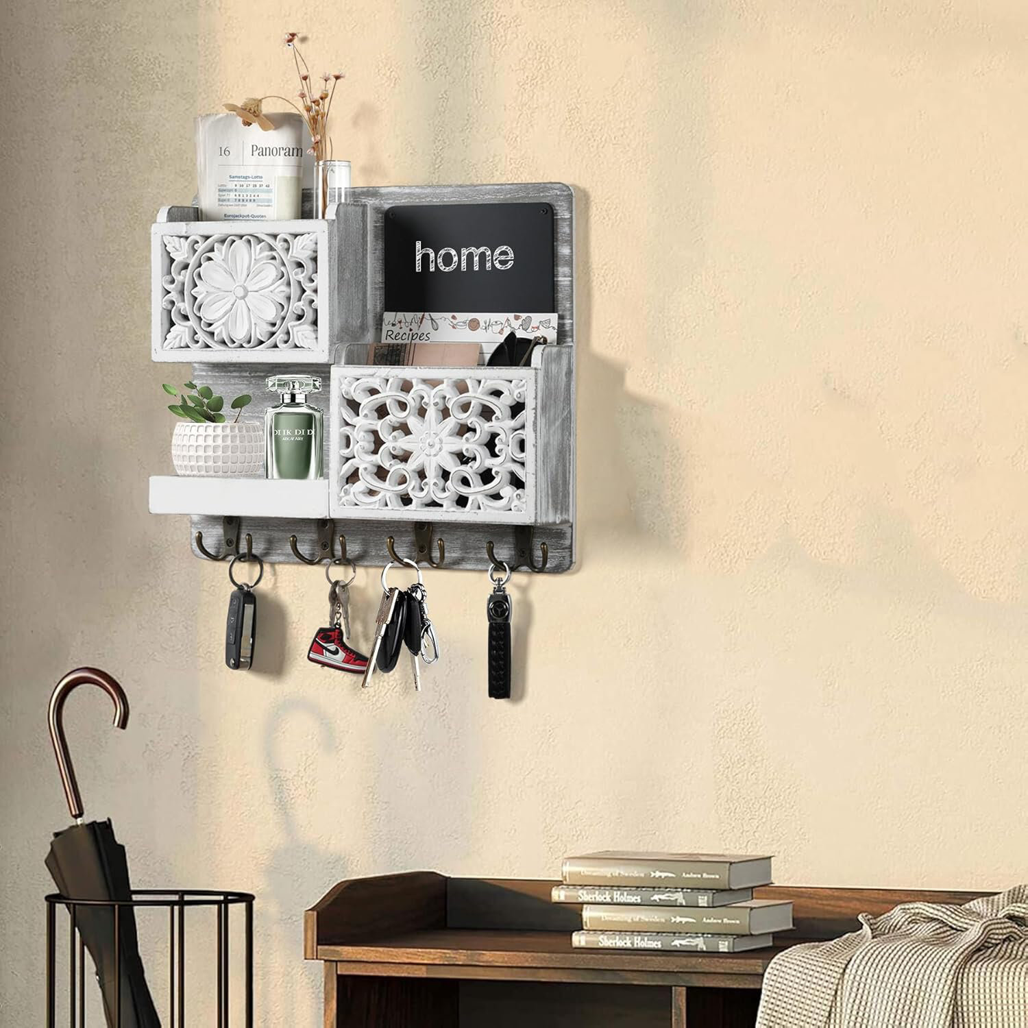 Silodo 2 Slots Key Holder for Wall with 8 Hooks | Wayfair