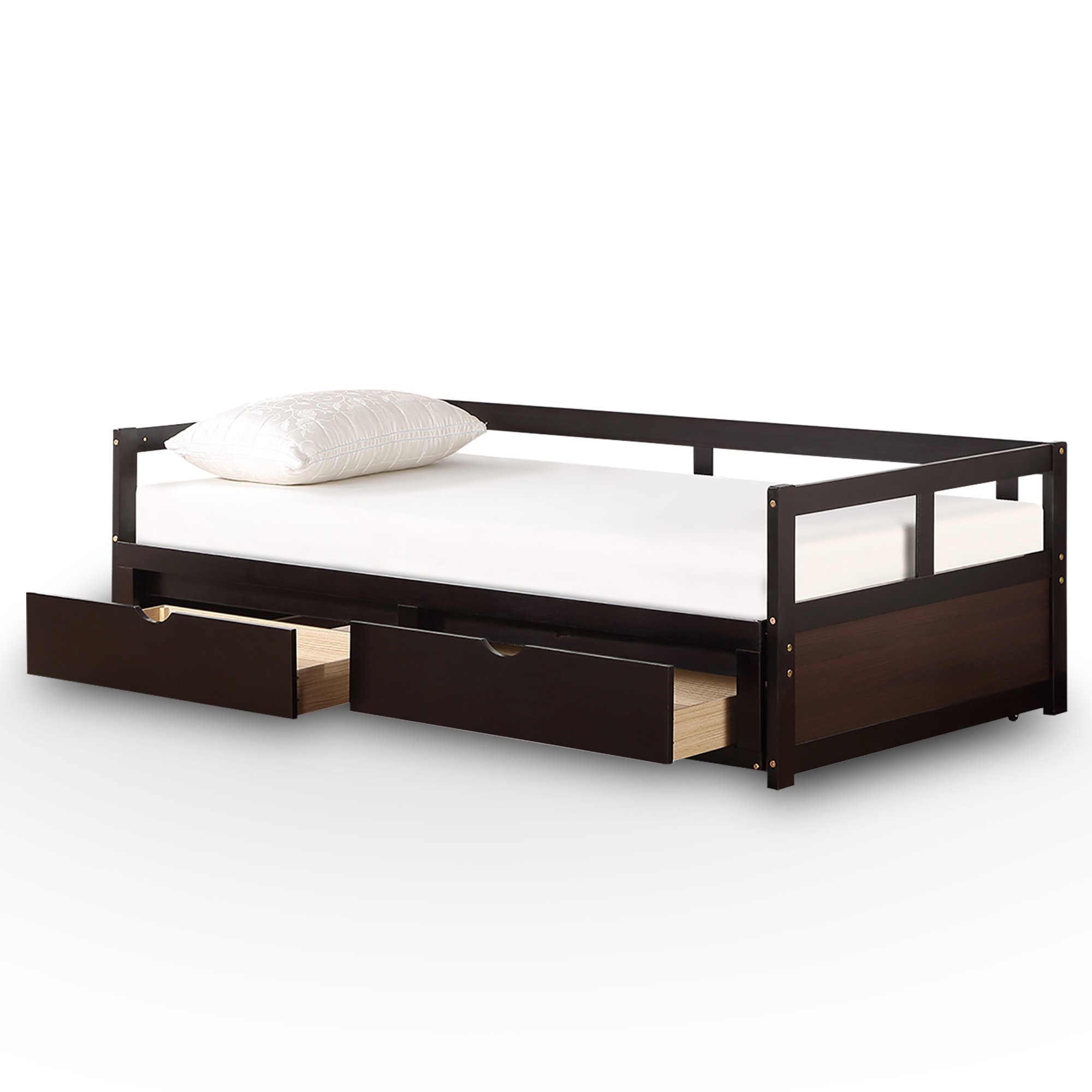 Lark Manor Daybed With Trundle Bed And 2 Storage Drawers, Wooden ...