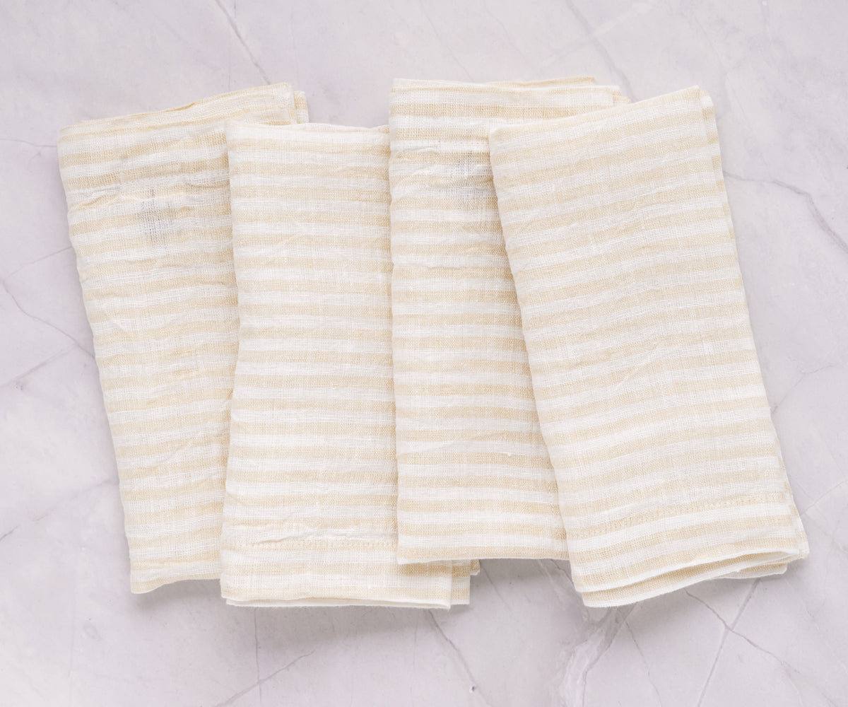 Latitude Run® Jakyrie Beige Linen Striped Napkin | Wayfair