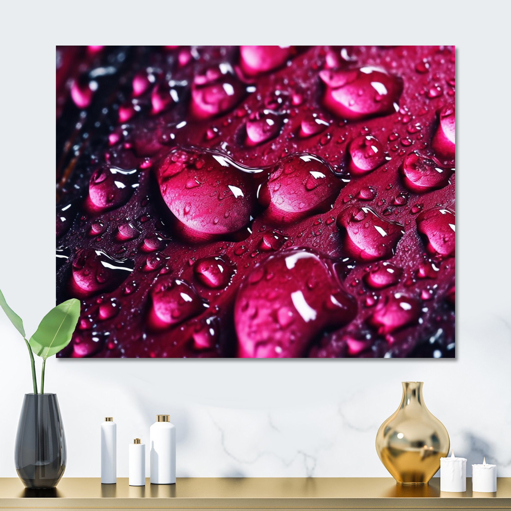 Hokku Designs Red Rose With Raindrops On Black V - Raindrops Metal Wall ...