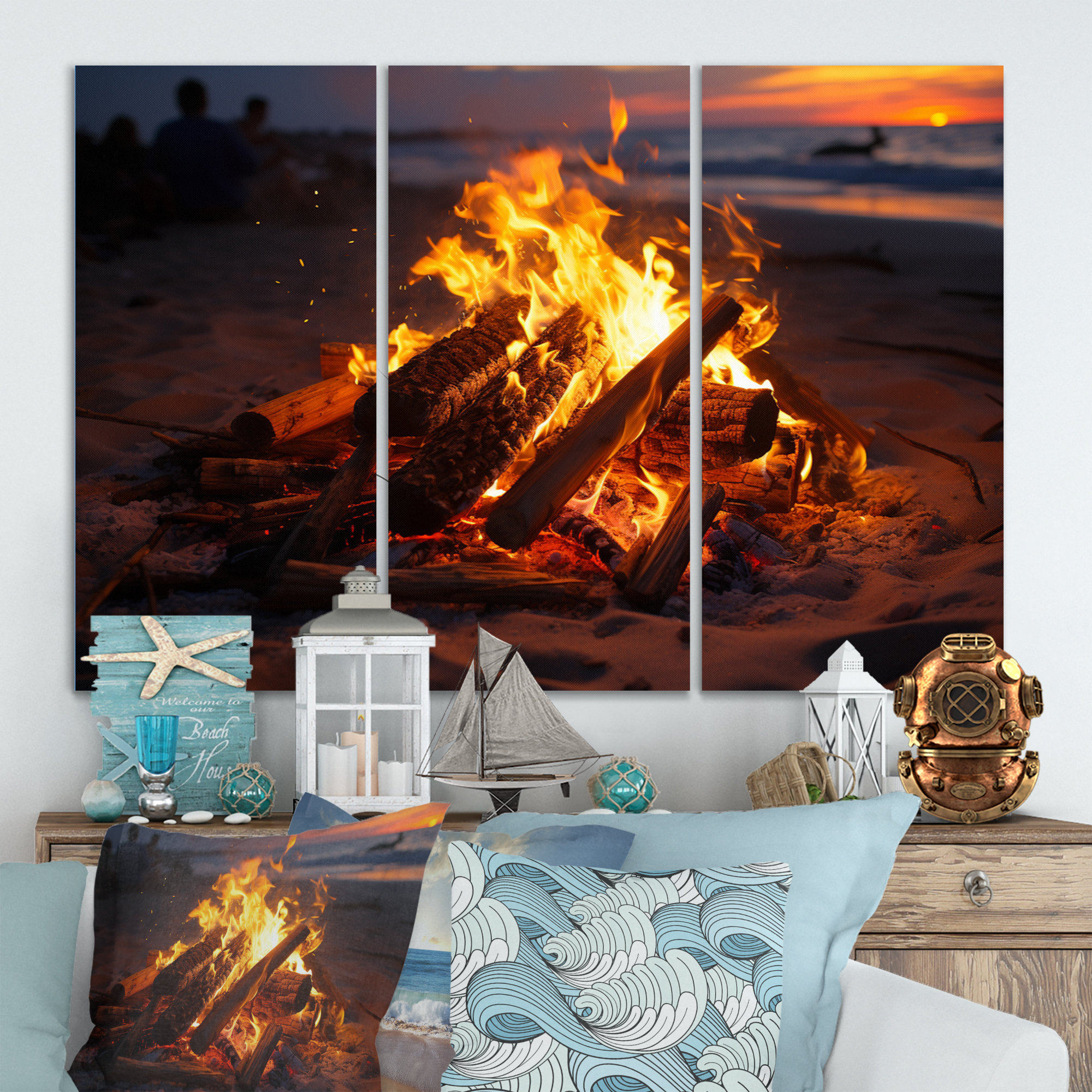 Dovecove Beach Photo Beach Bonfire III - Nautical & Beach Wall Decor ...