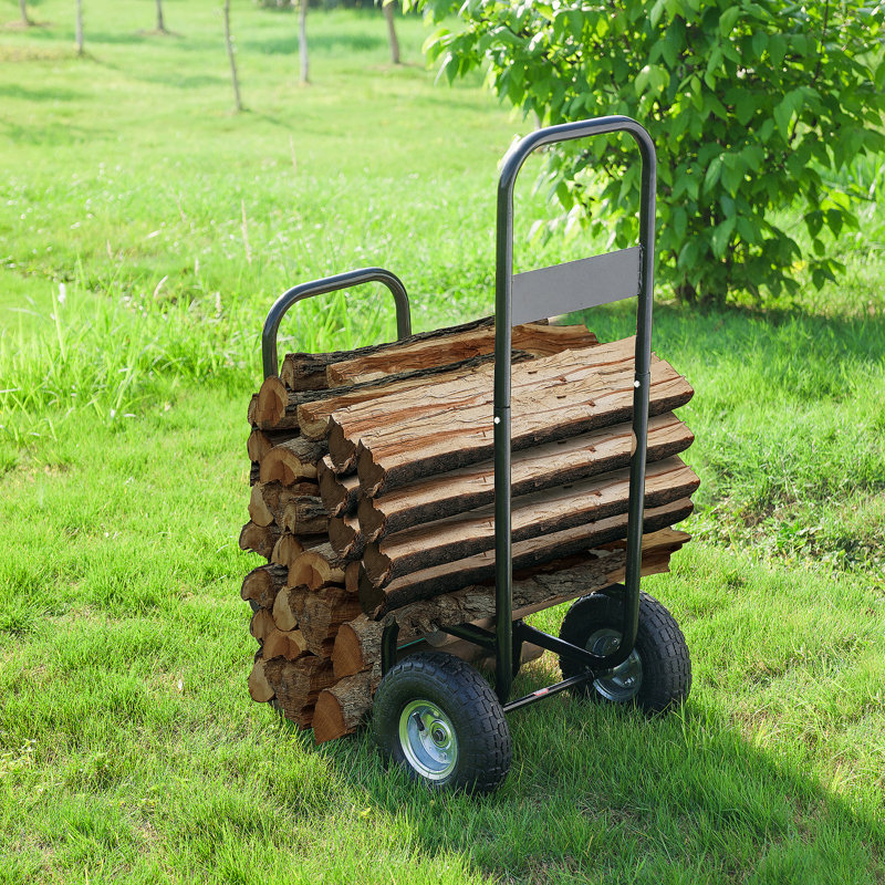 Symple Stuff Dunning Firewood Carrier – Rolling Storage Cart for Logs ...