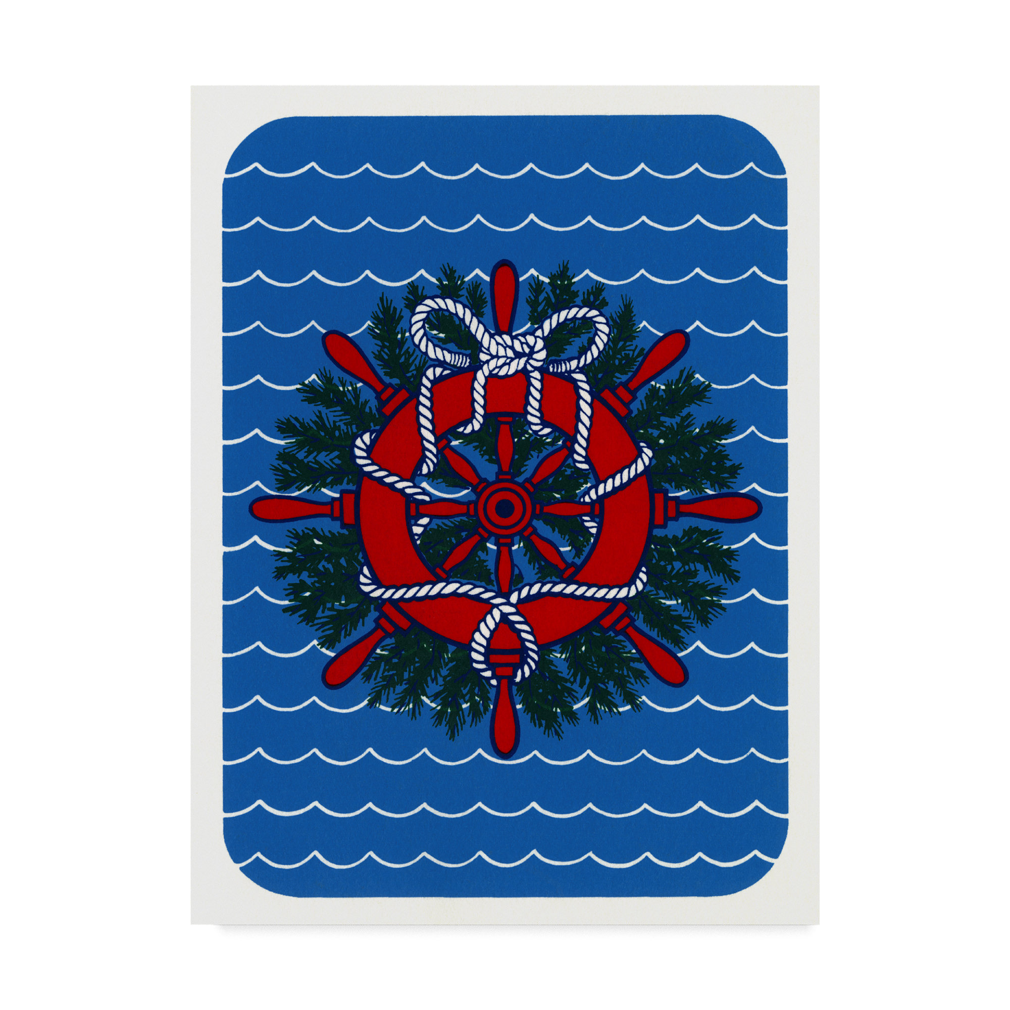 The Holiday Aisle® 'Red Ship Wheel' Graphic Art Print on Wrapped Canvas ...