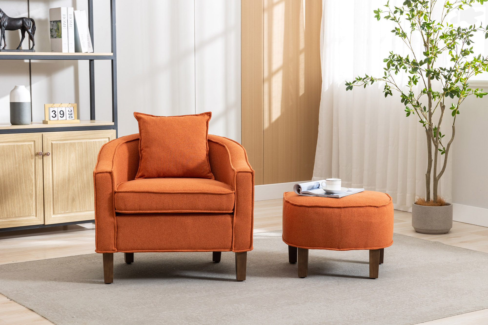 Winston Porter Mid Century Modern Accent Chair With Ottoman For Living ...