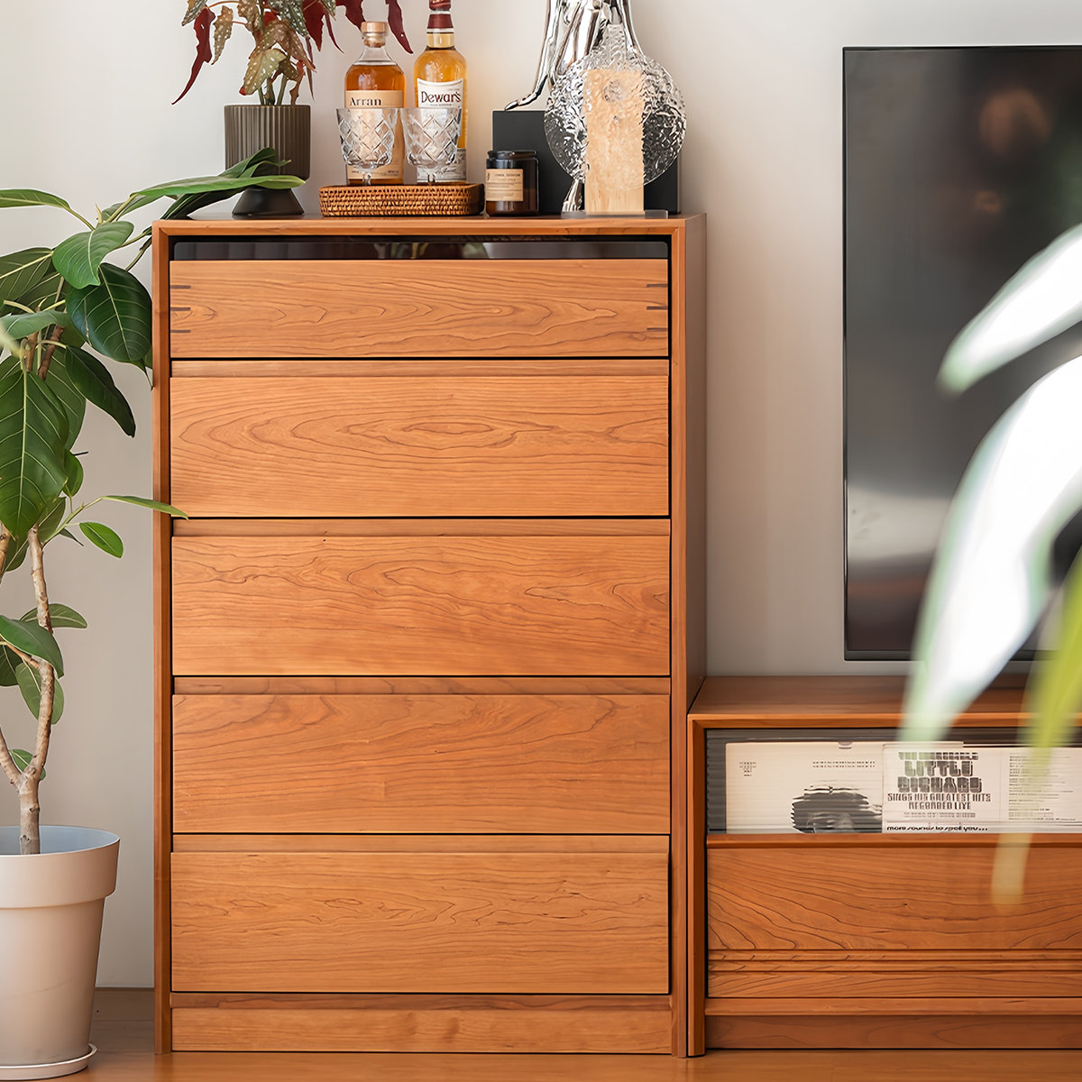 Licalilo Solid Wood Five-Drawer Storage Cabinet | Wayfair