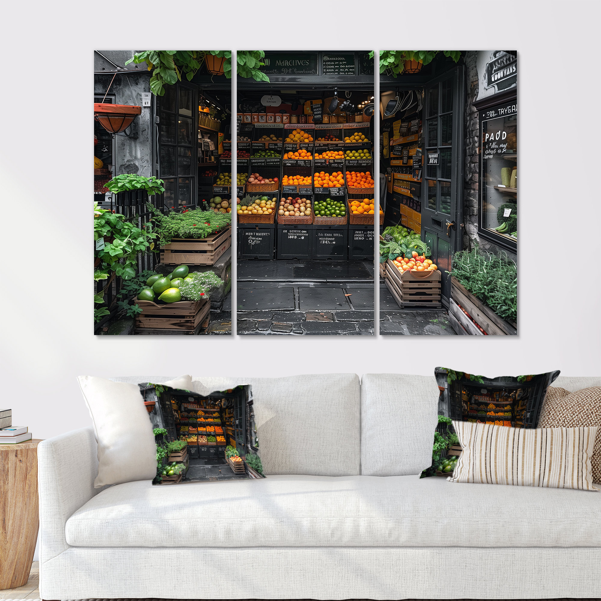 Design Art Green Orange Market Farm Shop I - Stores & Shops Wall Art ...