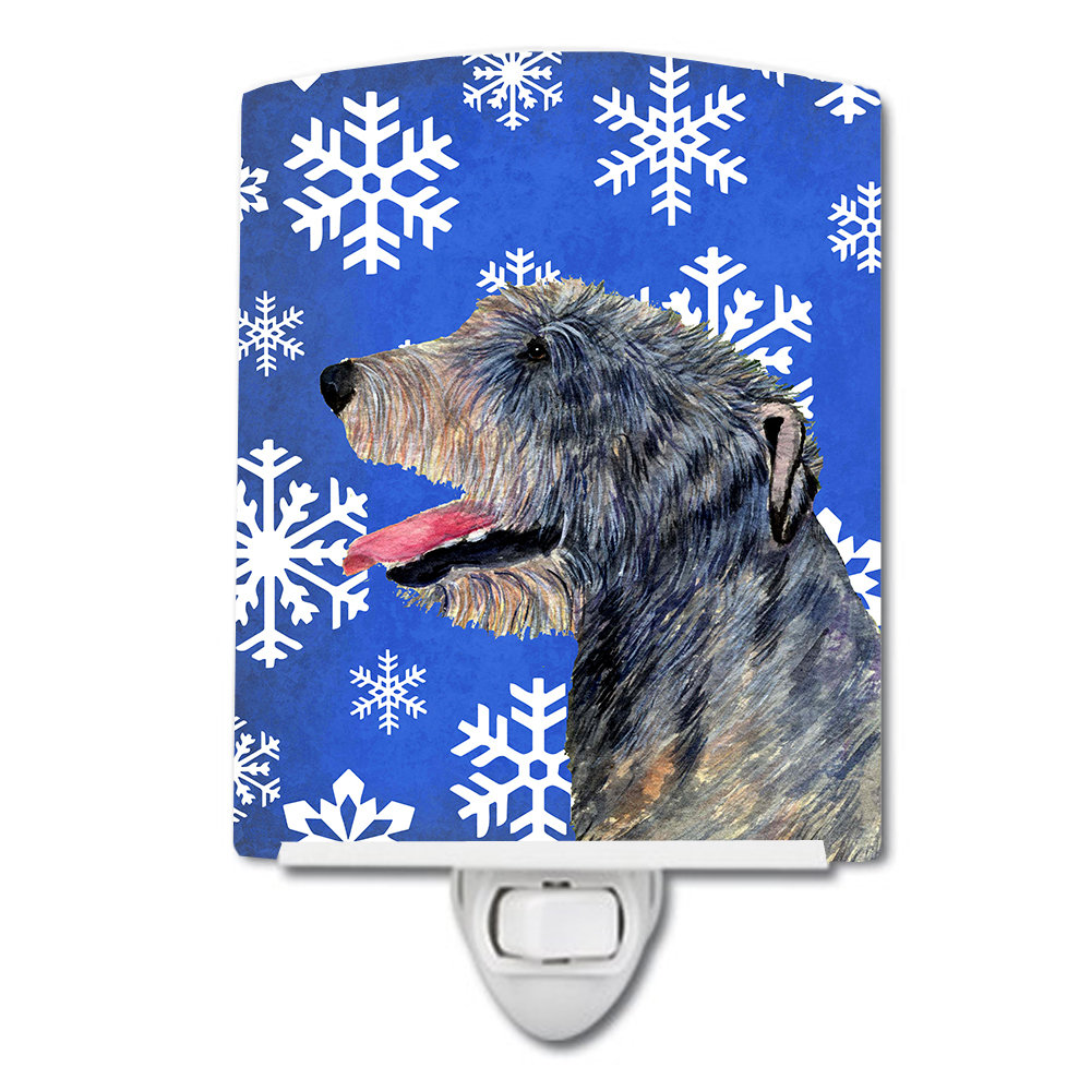 Caroline's Treasures Irish Wolfhound Winter Snowflakes Holiday Ceramic ...