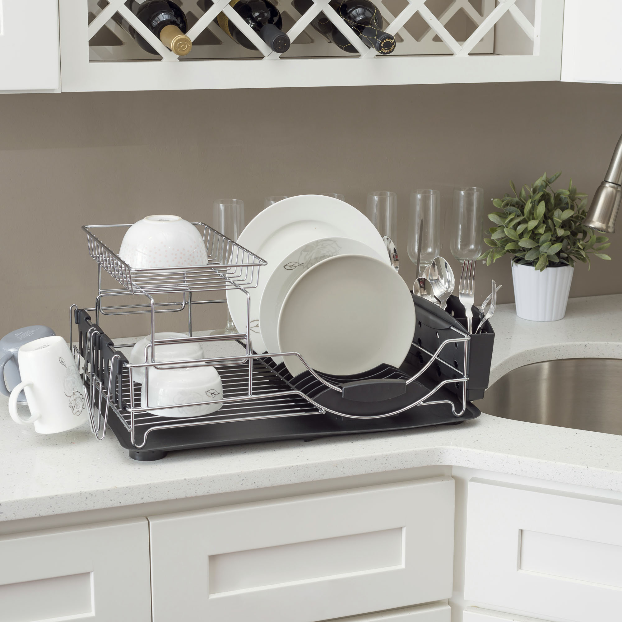Latitude Run® Arthav 2-Tier Deluxe Steel/Plastic Dish Rack & Reviews ...