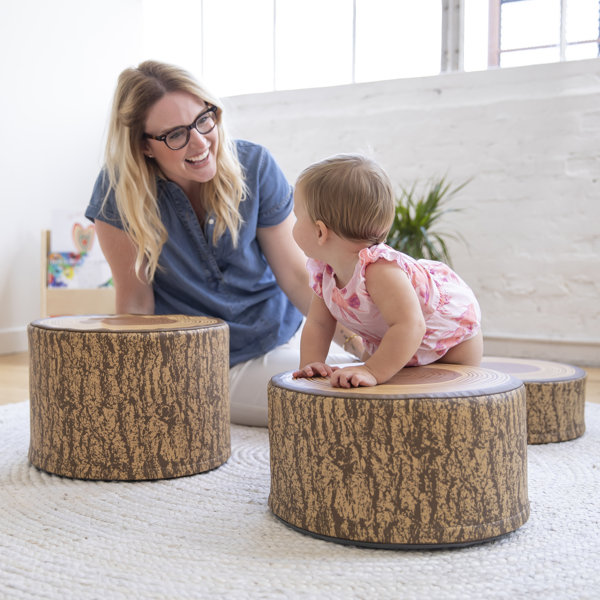 ECR4Kids SoftZone Tree Stump Stool Set, Flexible Seating, Chocolate, 3 ...