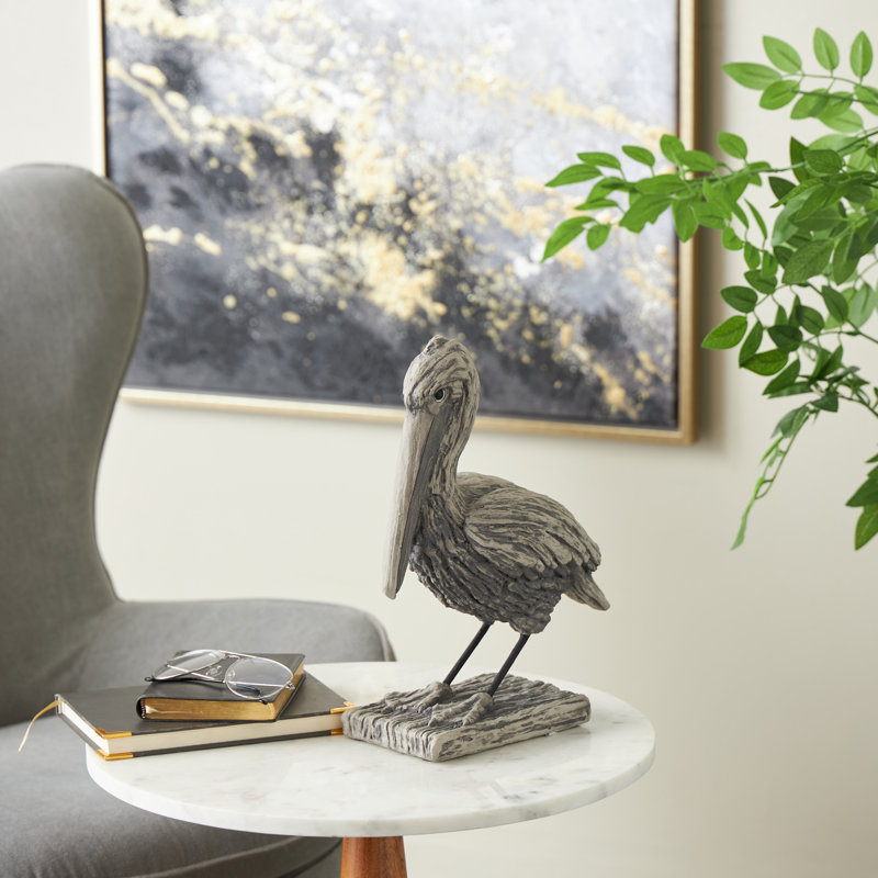 Dovecove Cole And Grey Polystone Textured Pelican Decorative Sculpture ...