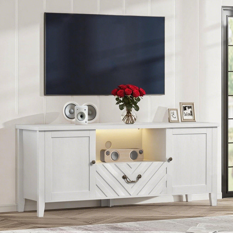 Wrought Studio™ TV Stands for Living Room, White Entertainment Center ...