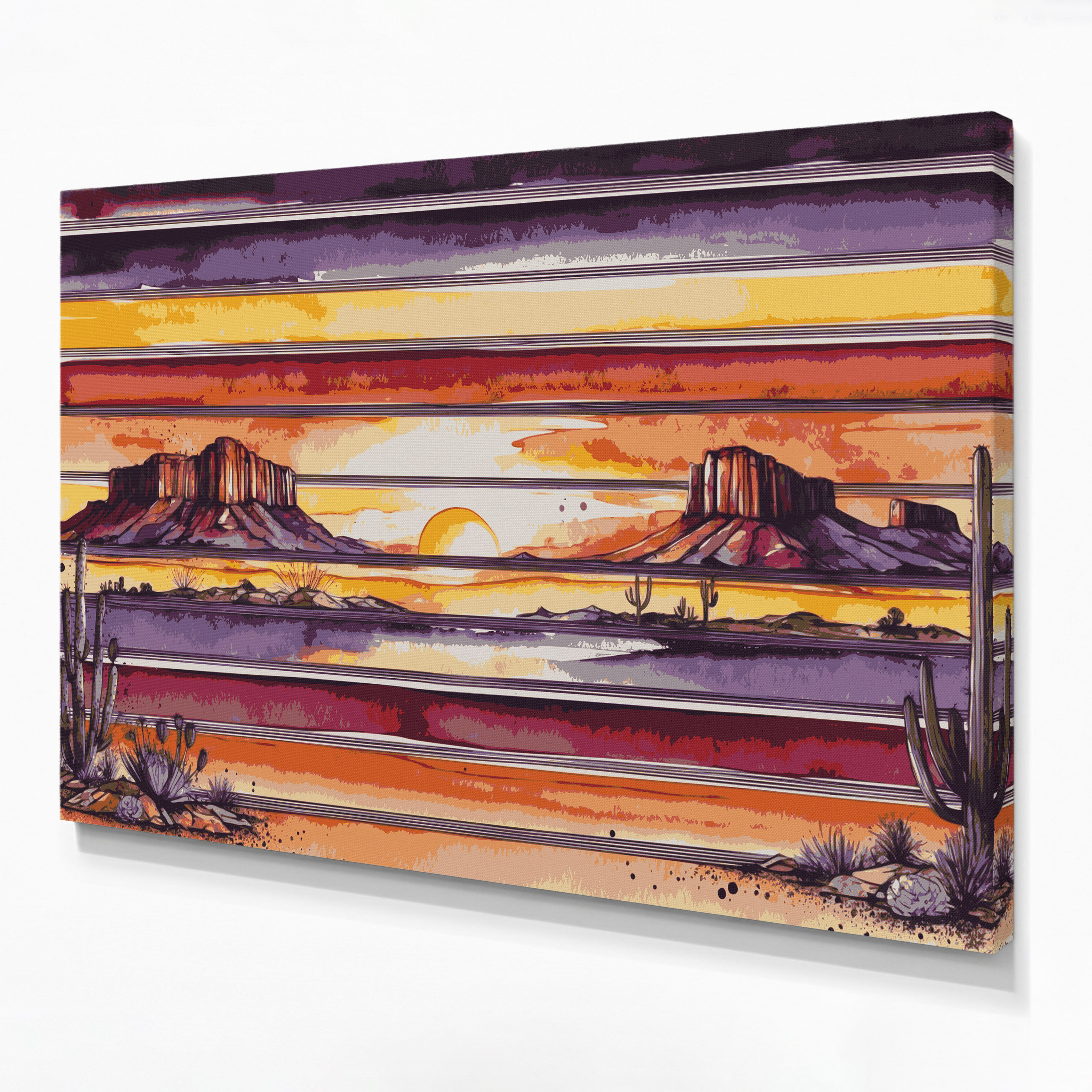 Dakota Fields Southwestern Patterns Sunrise Stripe 232 Brown Canvas ...