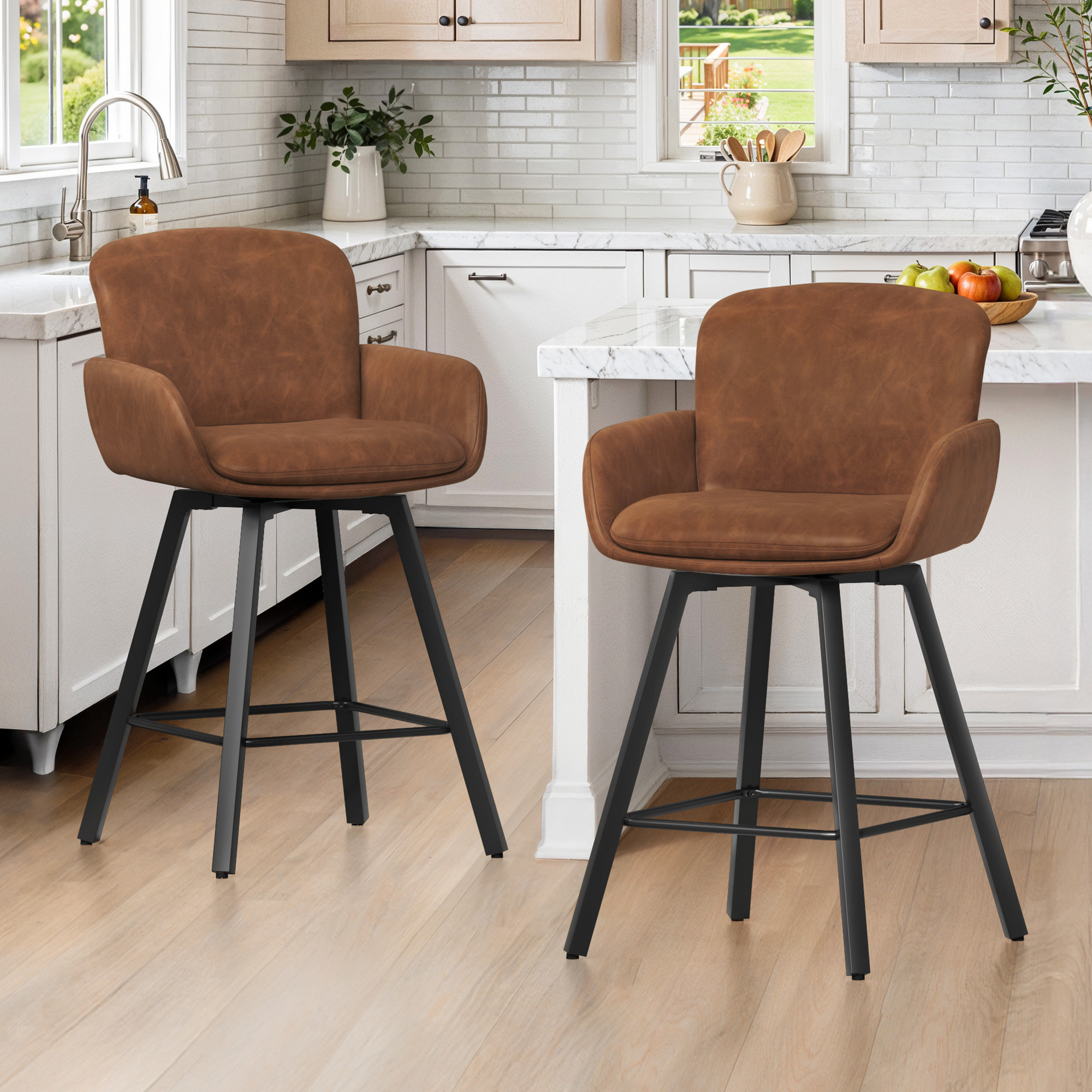 Corrigan Studio® Nicola Luxury Swivel Bar Stool (Set of 2) | Wayfair