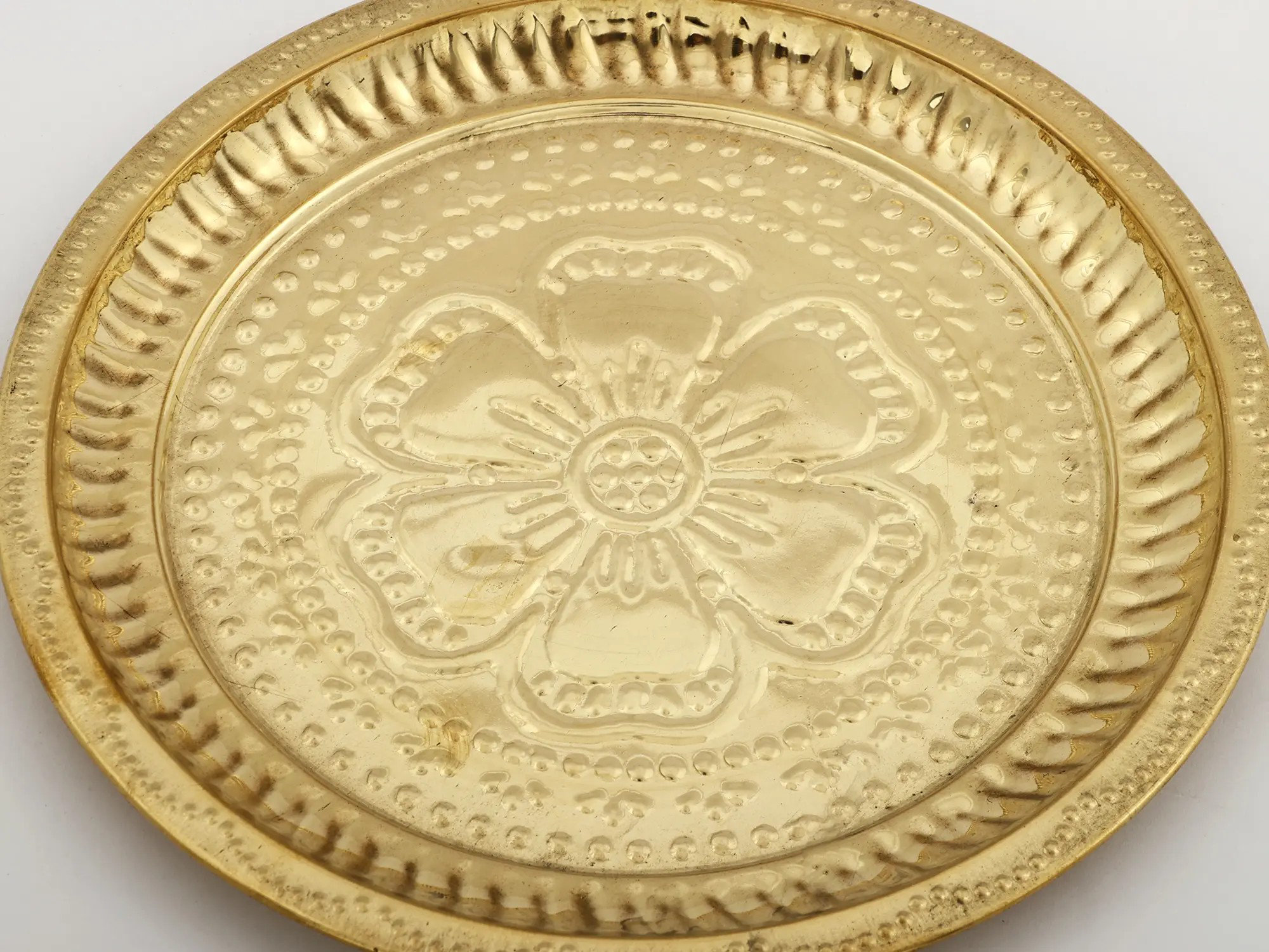 Bungalow Rose Metal Round Decorative Plate in Gold | Wayfair