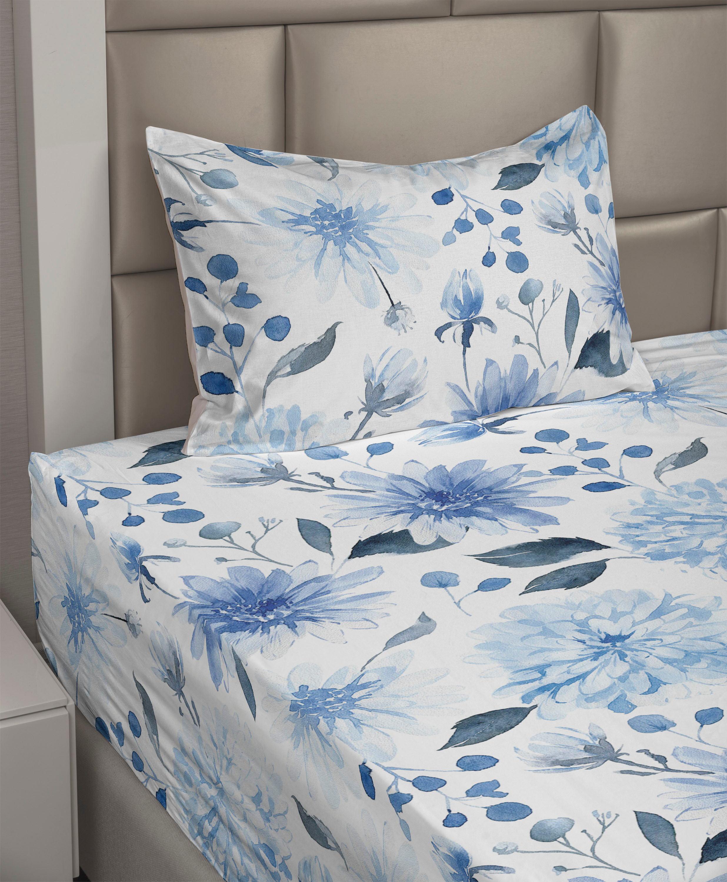 Ambesonne Floral Design Sheet Set Winter Chrysanthemum Lavender Blue ...