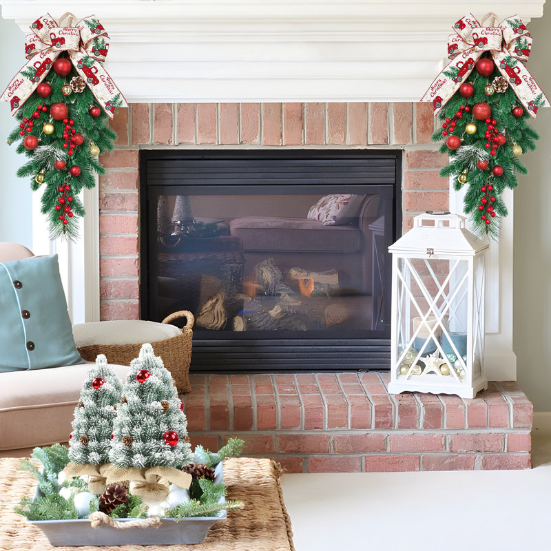 The Holiday Aisle® 24 in. Faux Pine Berry Holiday Teardrop Swag ...