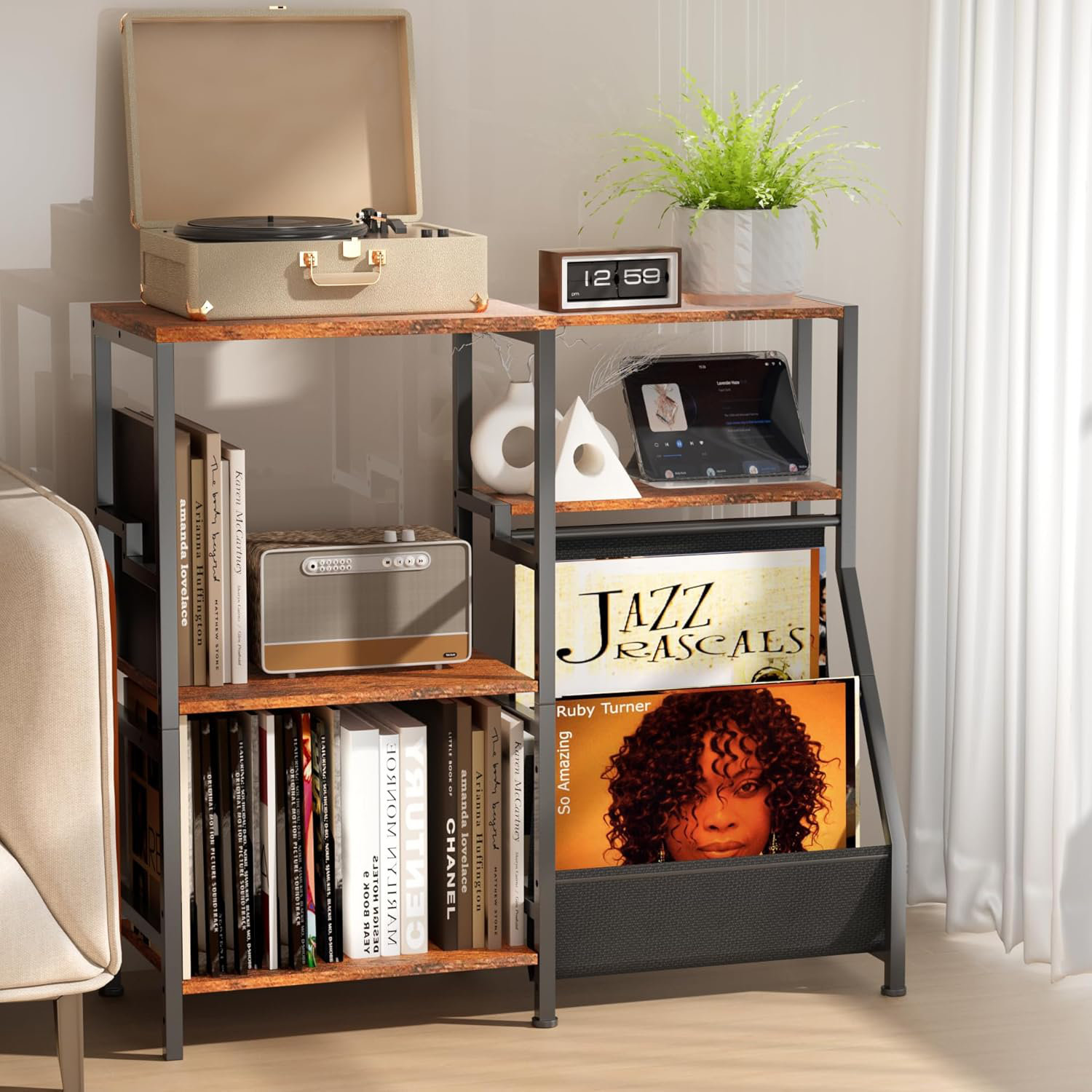 17 Stories 3-Tier Record Player Stand With Vinyl Storage, Vinyl Record ...
