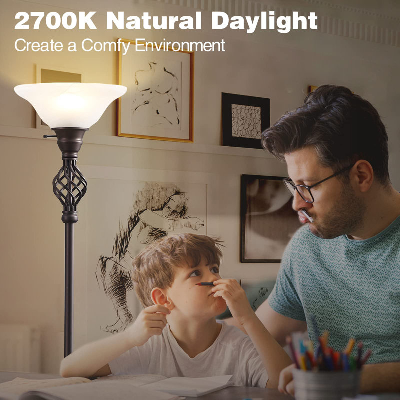 Lark Manor™ 72" Victorian Tall Floor Lamp With White Swirl Glass Shade ...