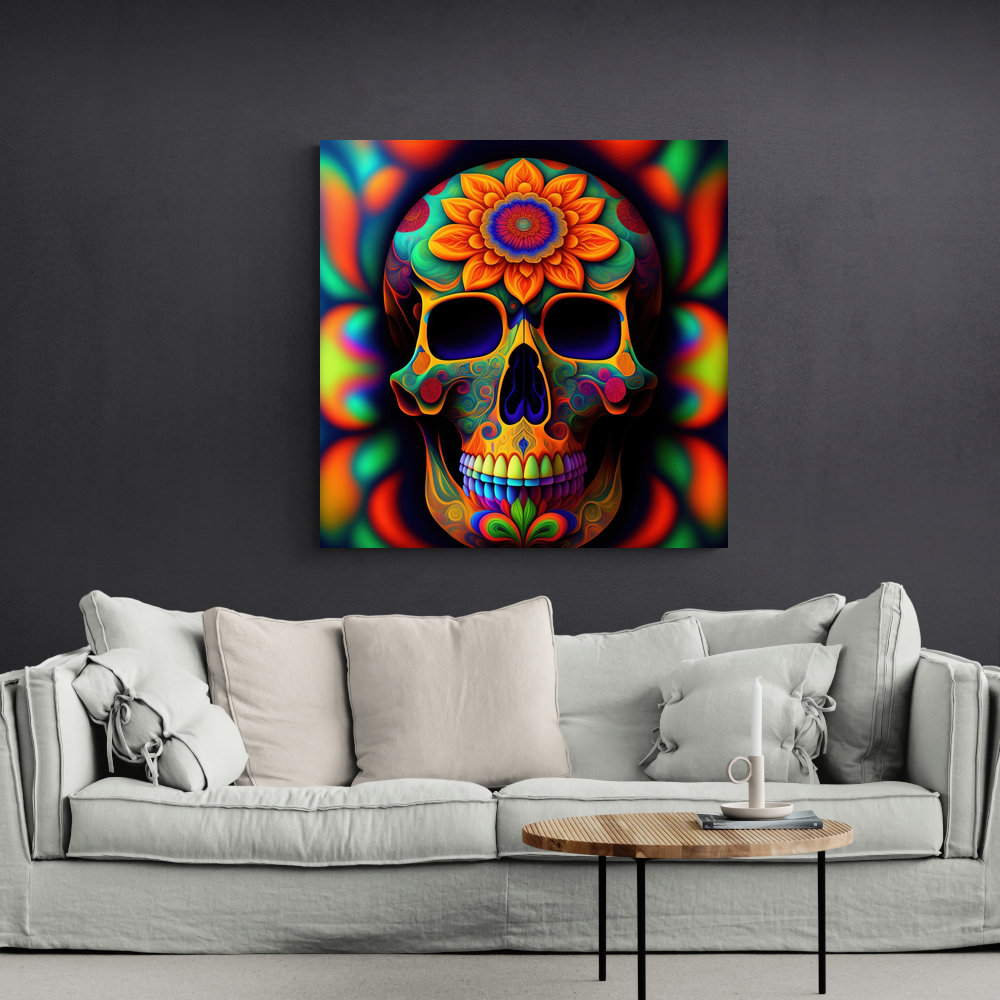 ATX Art Group LLC Day of the Dead Orange Floral by Stephen Chambers ...