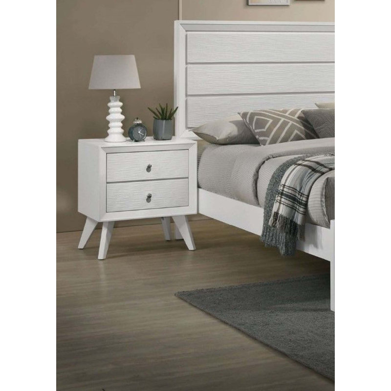 George Oliver Julie 1pc Nightstand Bedroom Furniture Solid Wood Wave ...