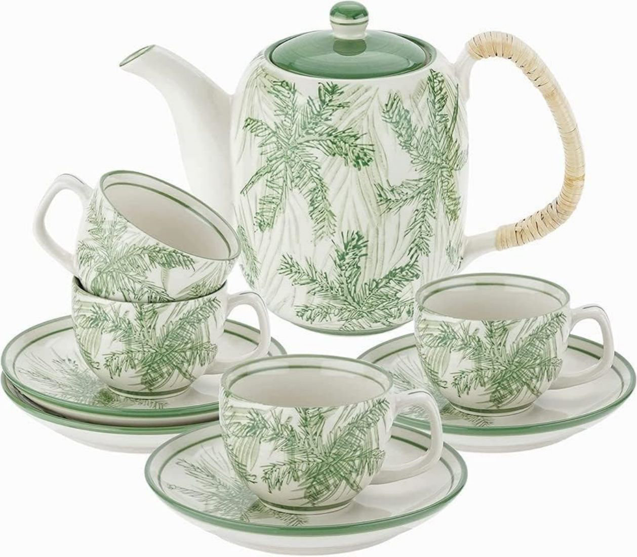 Bayou Breeze Ceramic Tea Sets For Adults With Teapot 32-Ounce, Tea Cups ...