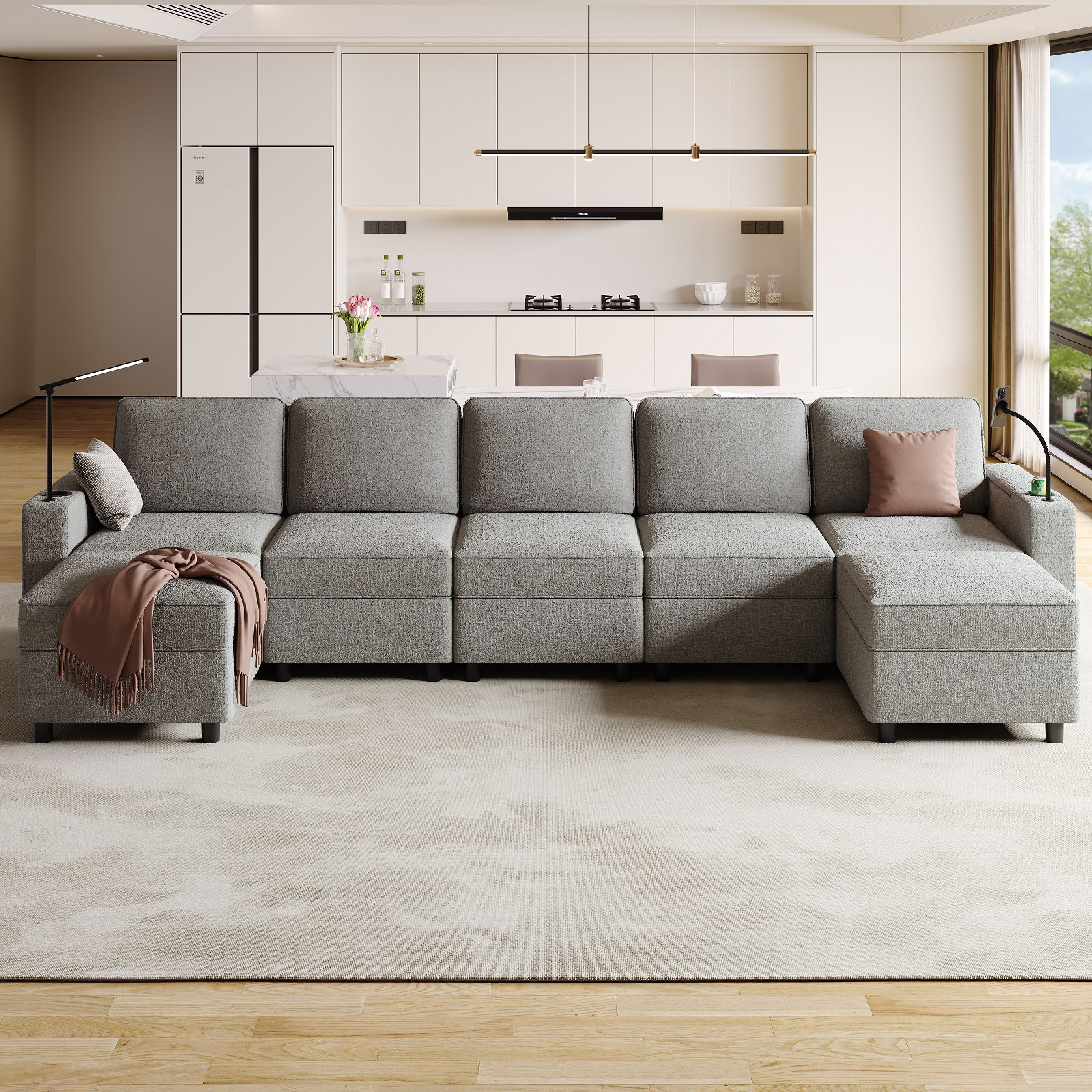 Latitude Run® 8 Pieces U-shaped Modular Sectional Sofa with Storage and ...