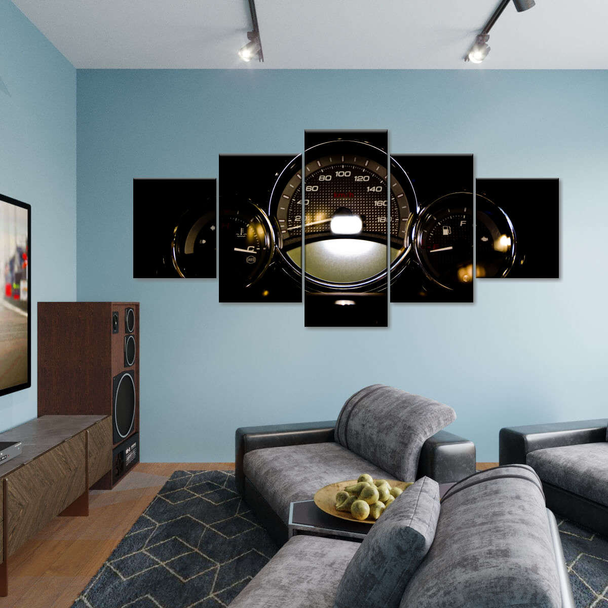 Elephant Stock Motorcycle Speedometer - 5 Piece Wrapped Canvas Set ...