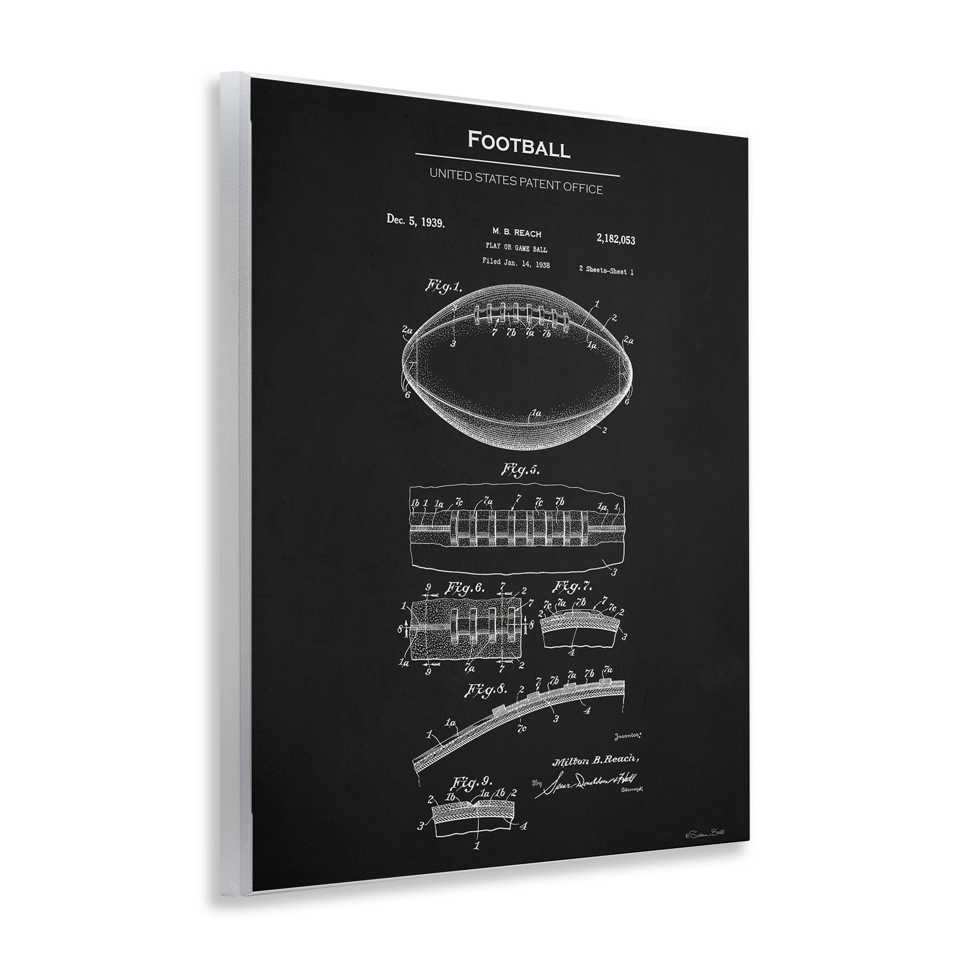 17 Stories Detailed Football Blueprint Wall Plaque Art by Susan Ball ...