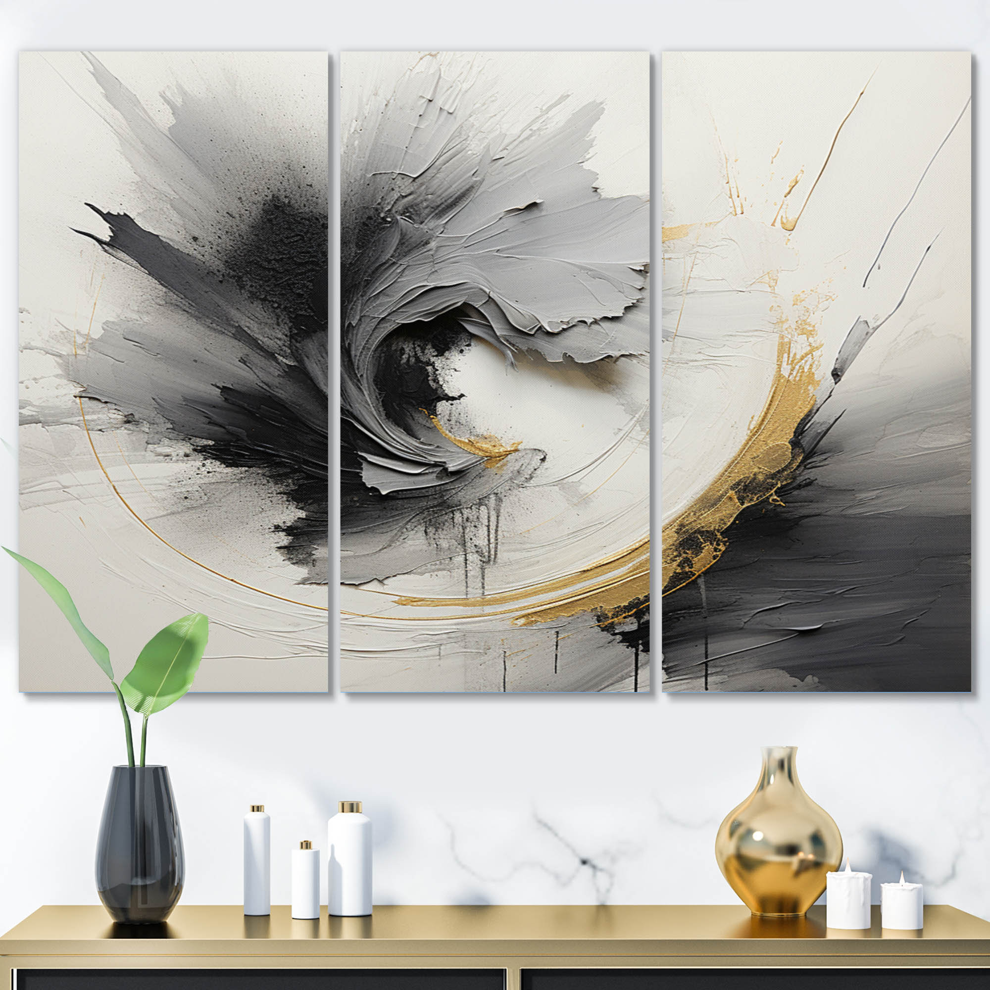 Wrought Studio™ Infinite Motion III - 3 Piece Wrapped Canvas Print ...